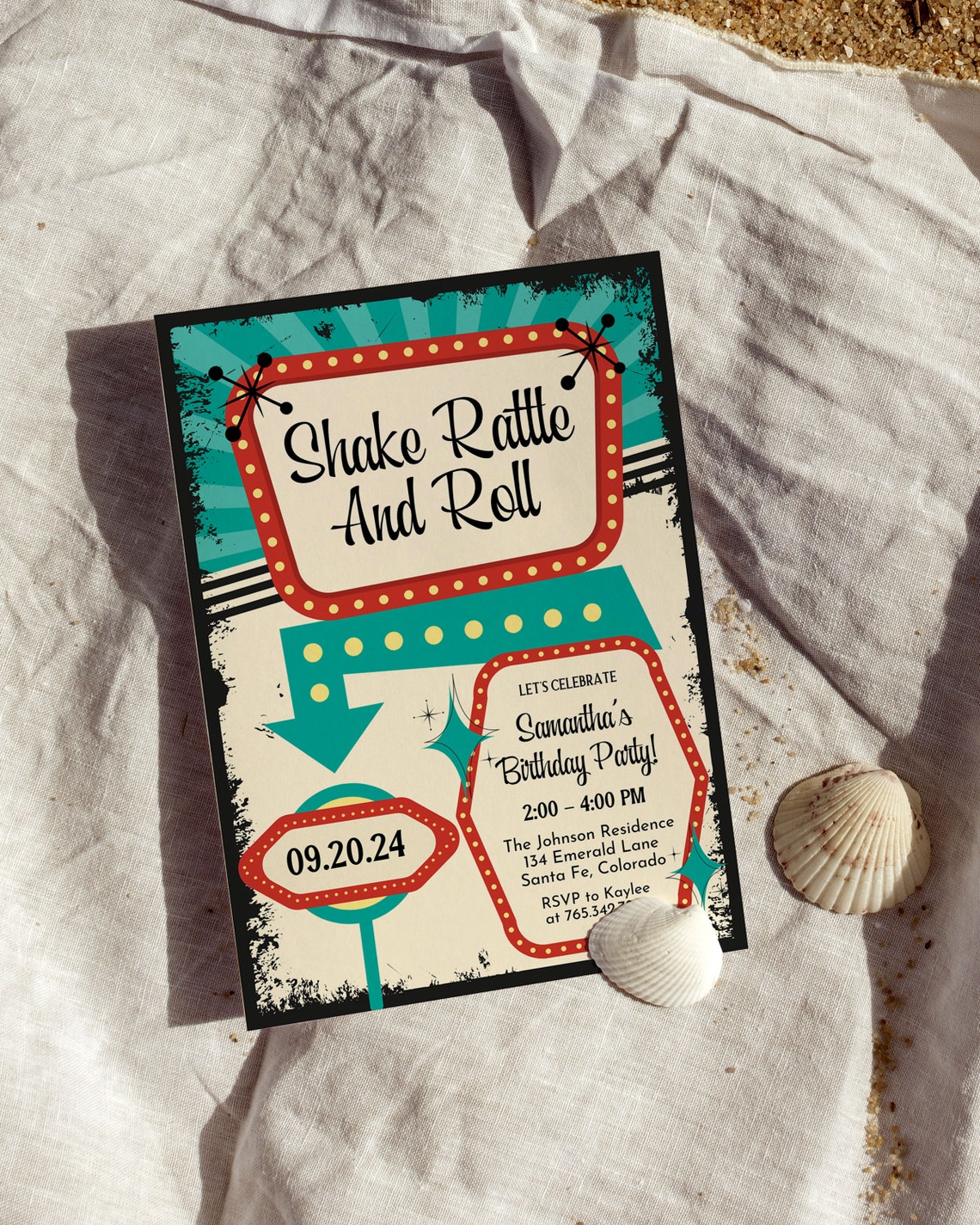 Birthday Invitation Template 1950's Themed Party Invite DIY Editable ...