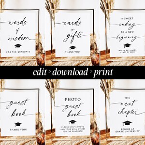 Graduation Party Sign Bundle, Editable Grad Party Templates, Printable ...