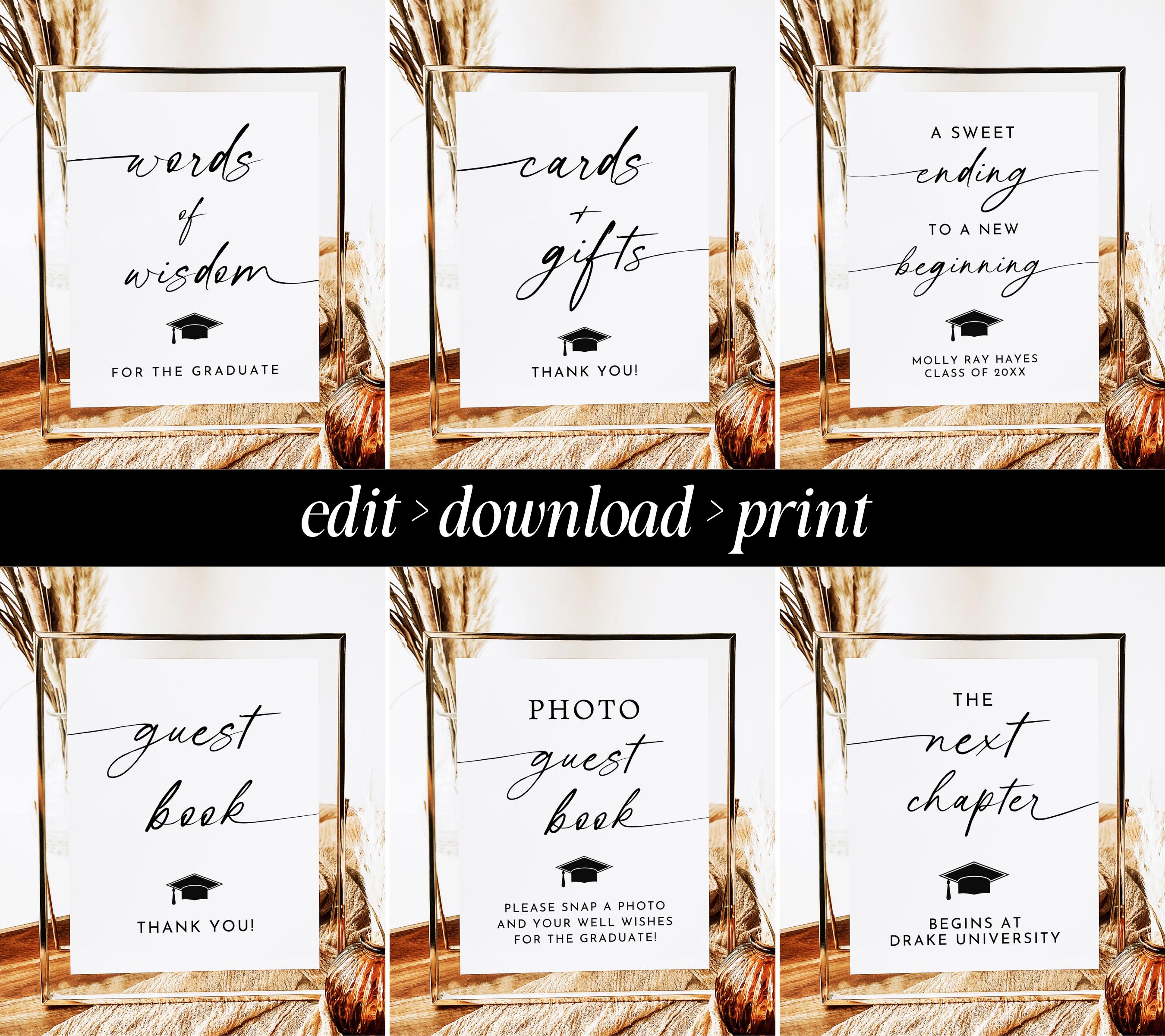 Graduation Party Sign Bundle, Editable Grad Party Templates, Printable ...