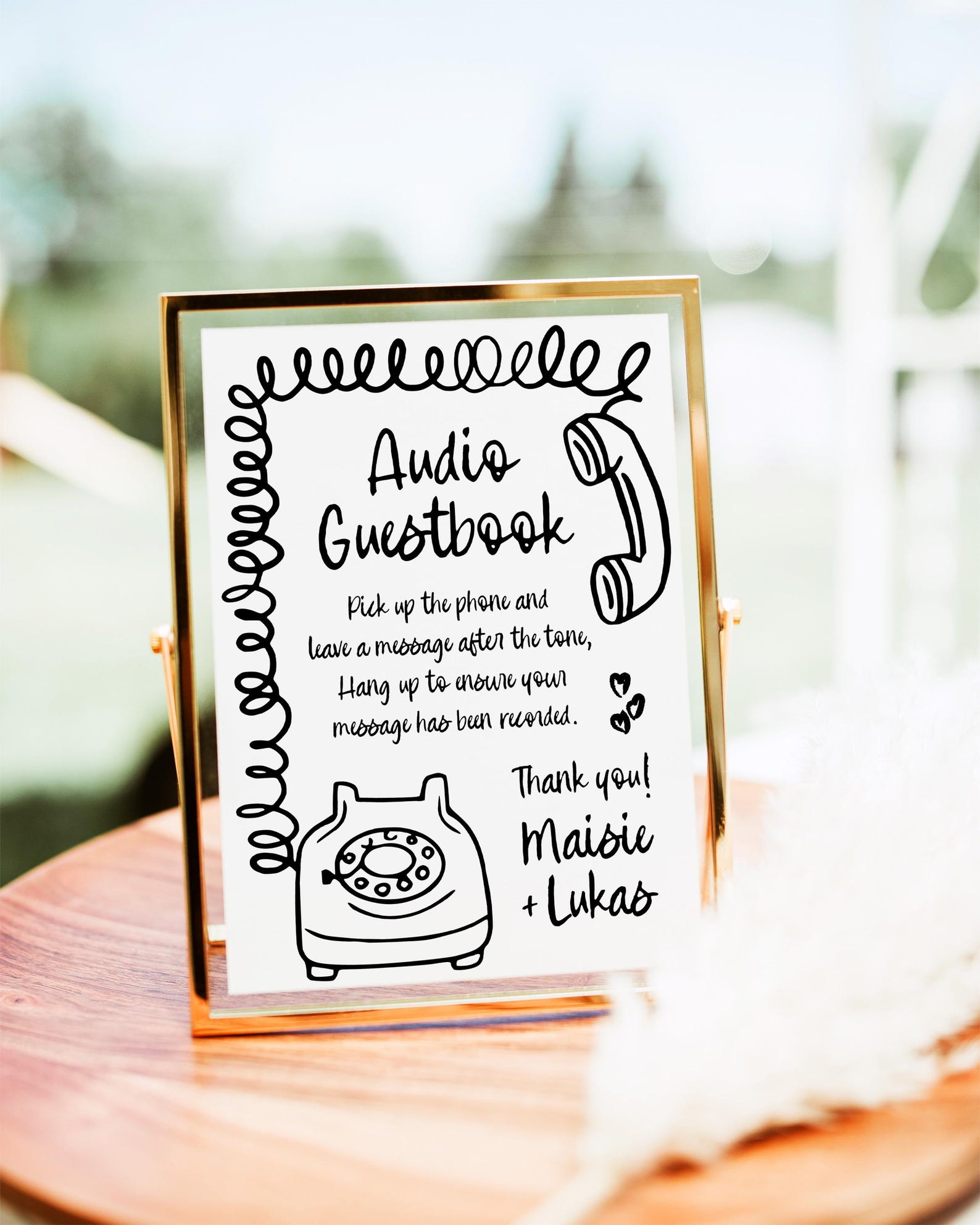 Audio Guestbook Table Sign Template, Quirky Hand Drawn Illustration ...