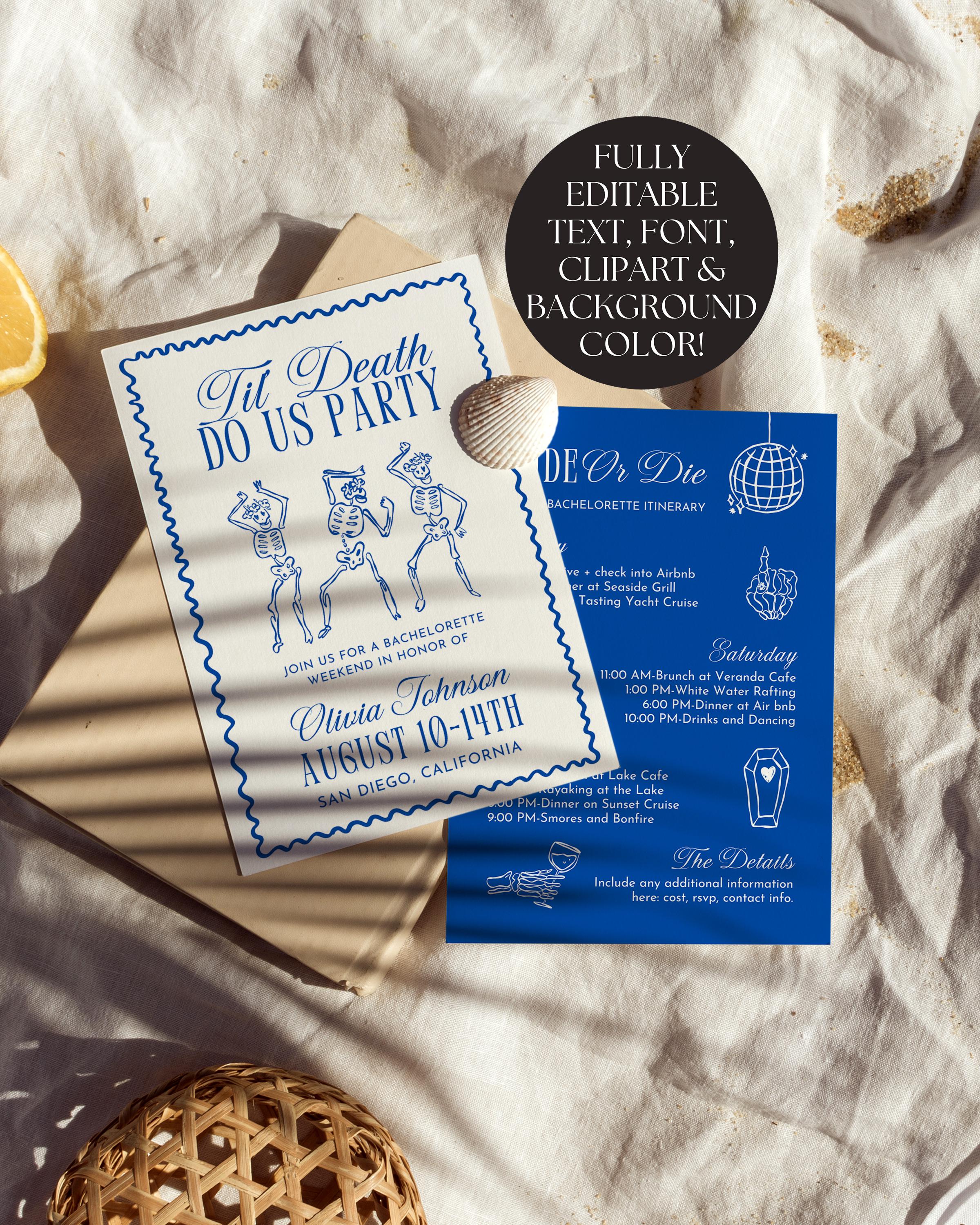 Til Death Do Us Party Bachelorette Invitation Template, Bride or Die ...