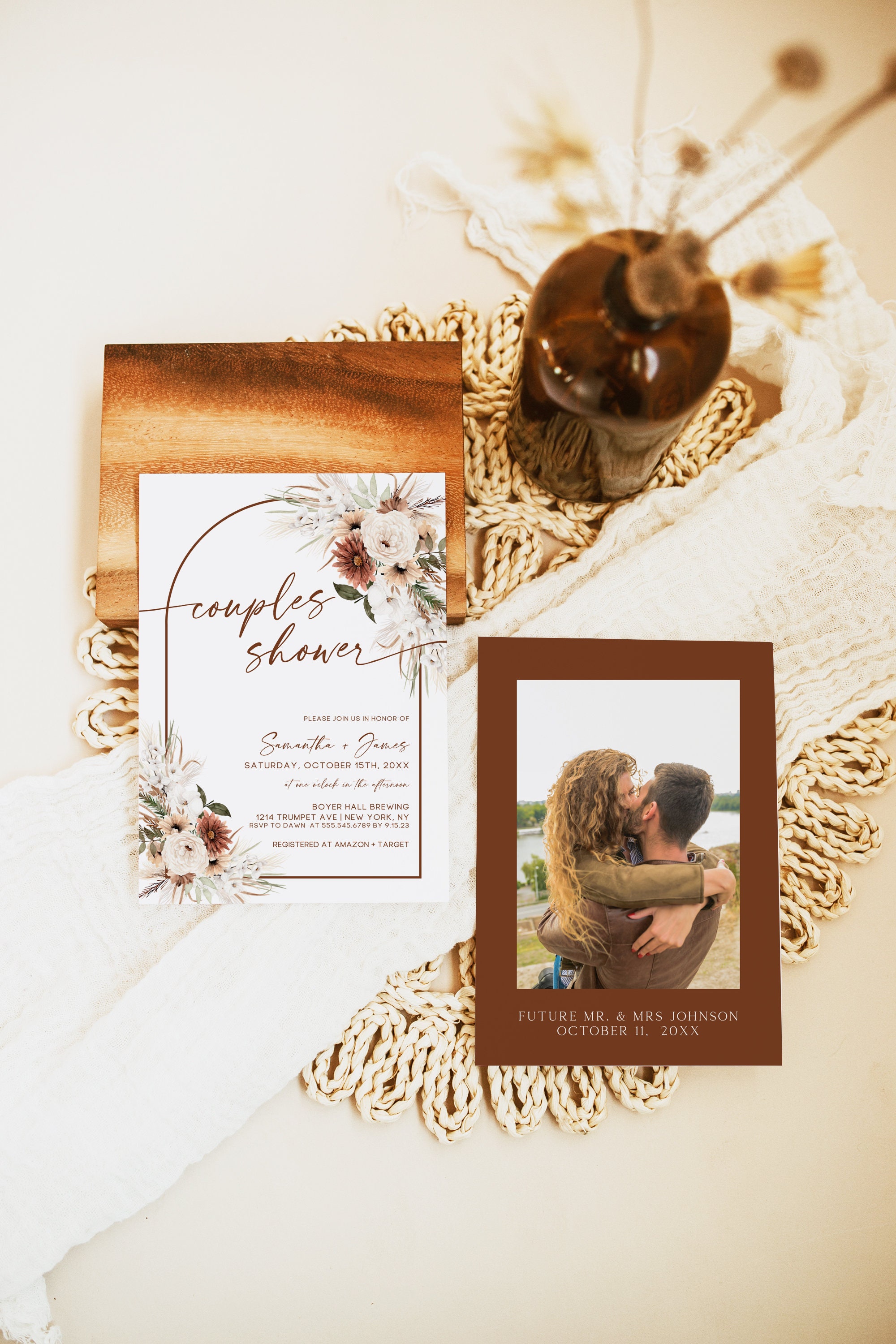 Boho Engagement Party Invite, Boho Rustic Couples Shower Invite, Fall ...