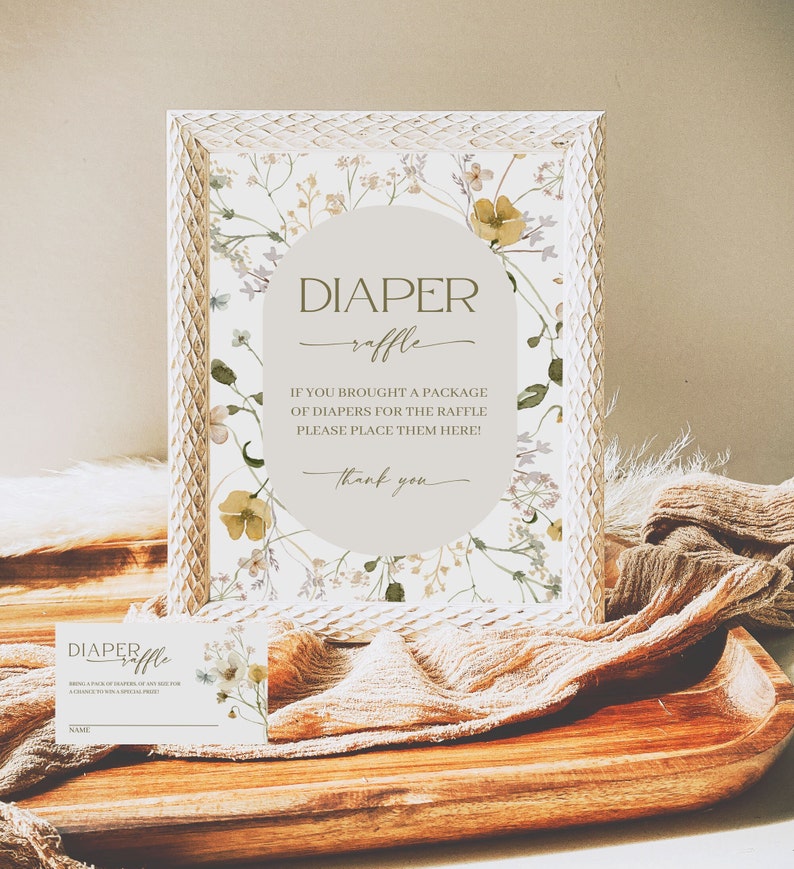 Wildflower Baby Shower Diaper Raffle Sign and Raffle Tickets - Etsy