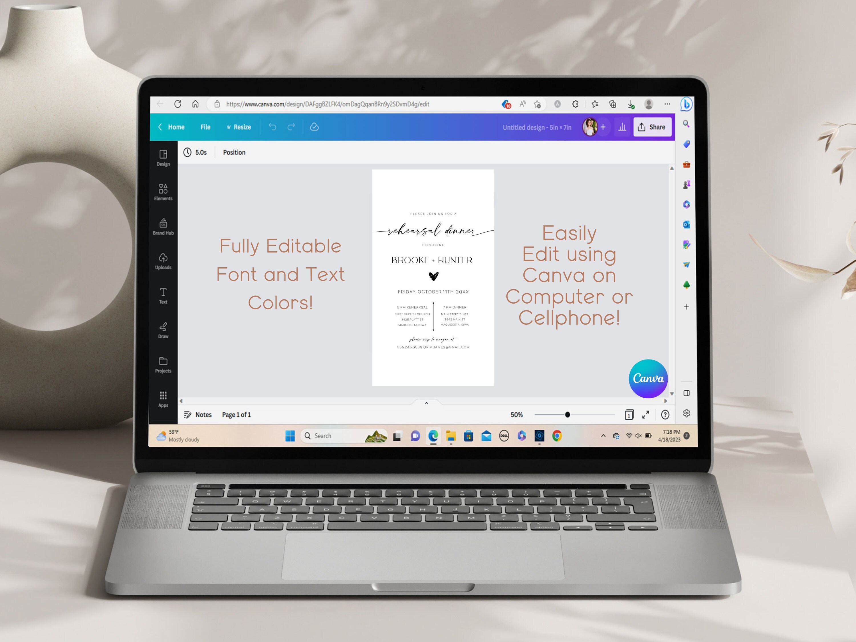 Digital Rehearsal Dinner Invitation Modern Minimalist Wedding Rehearsal ...