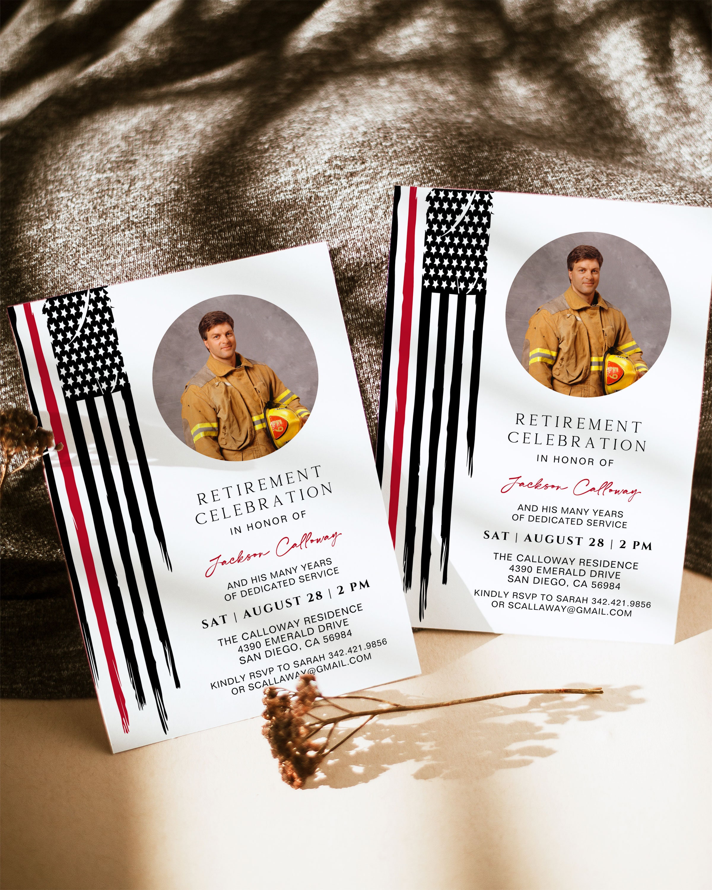 Fireman Retirement Party Invitation Template, DIY Printable Fire ...