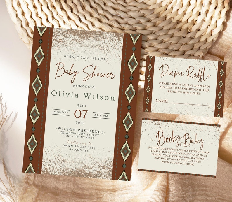Aztec Western Baby Shower Invitation Terracotta Aztec - Etsy