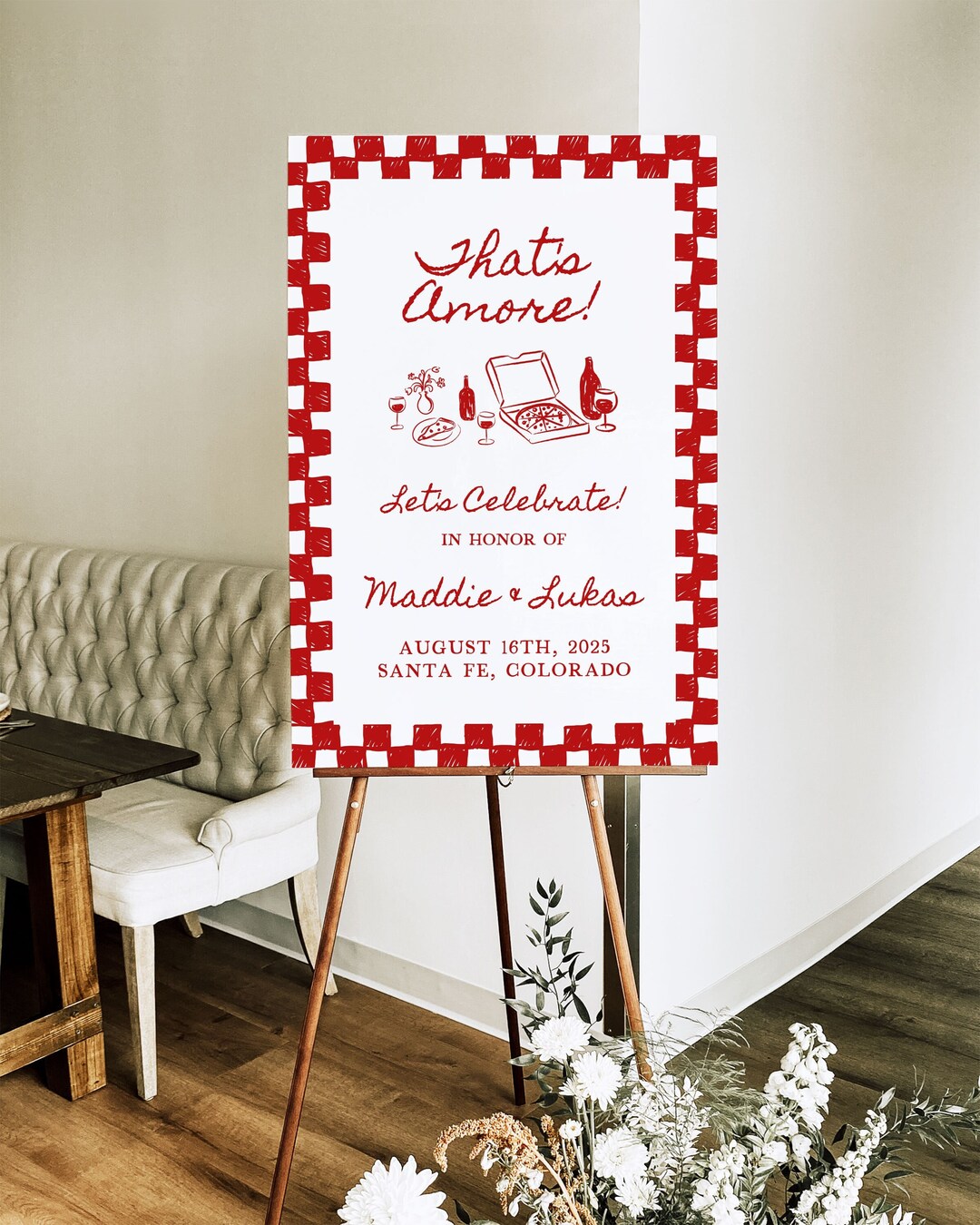 Thats Amore Italian Dinner Party Welcome Sign Template, Hand Drawn ...