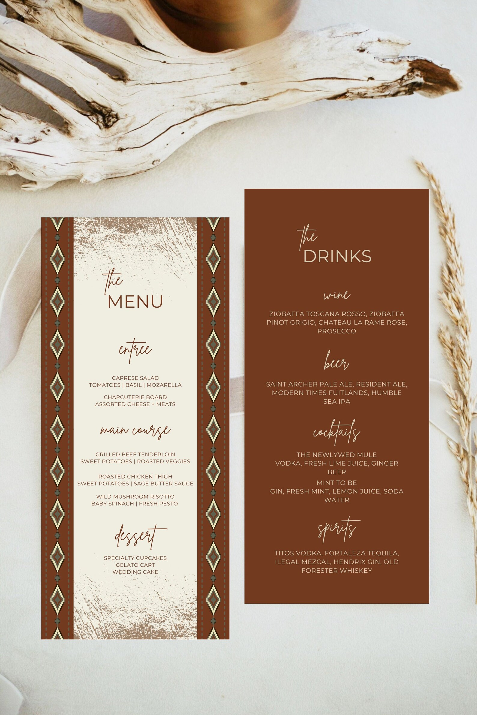 Western Aztec Wedding Menu, Rustic Wedding Menu, Southwestern Wedding ...