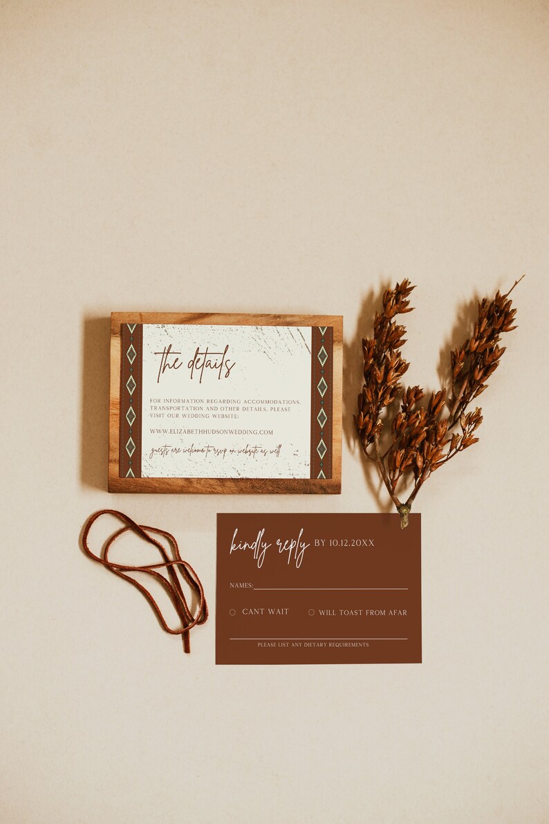 Aztec Western Wedding Invitation Suite, Southwestern Wedding Invitation, Ranch Wedding ...