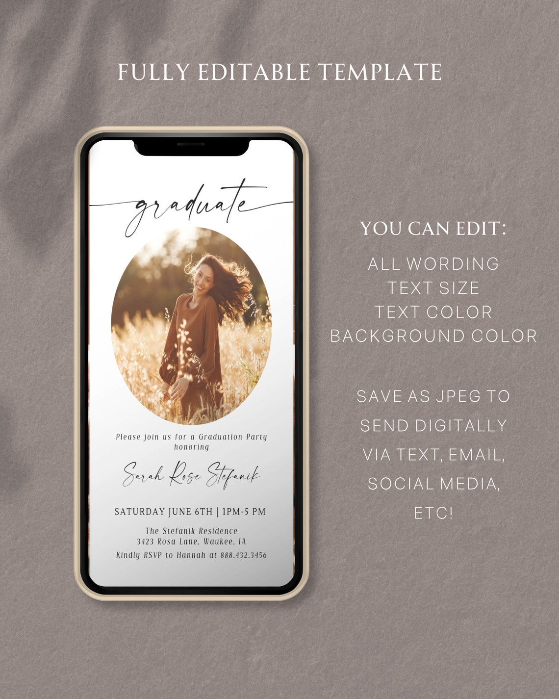 Modern Graduation Party Evite, Digital Graduation Party Invite Template ...