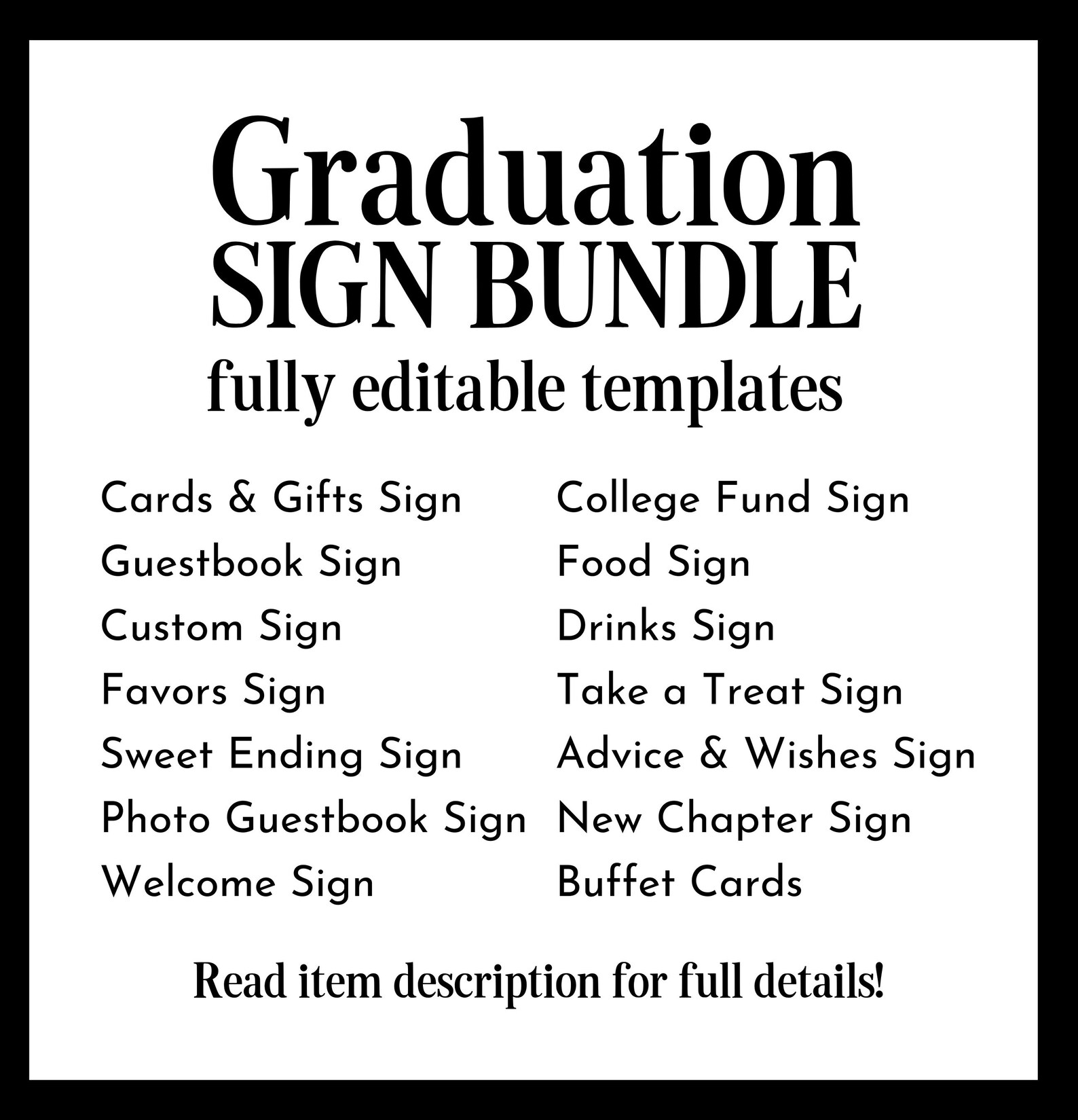 Graduation Party Sign Bundle Editable Grad Party Templates Printable ...