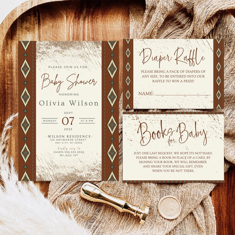 Aztec Western Baby Shower Invitation Terracotta Aztec - Etsy