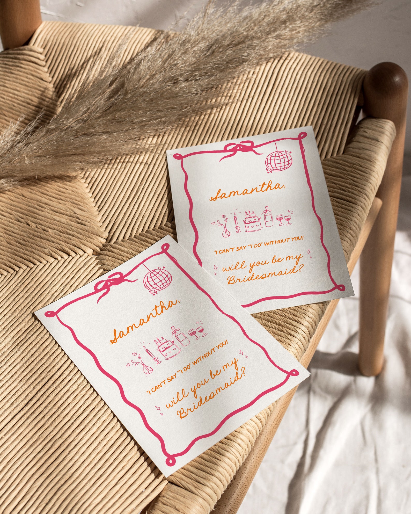 Bridesmaid Proposal Card Template, Hand Drawn Doodle Will You Be My ...