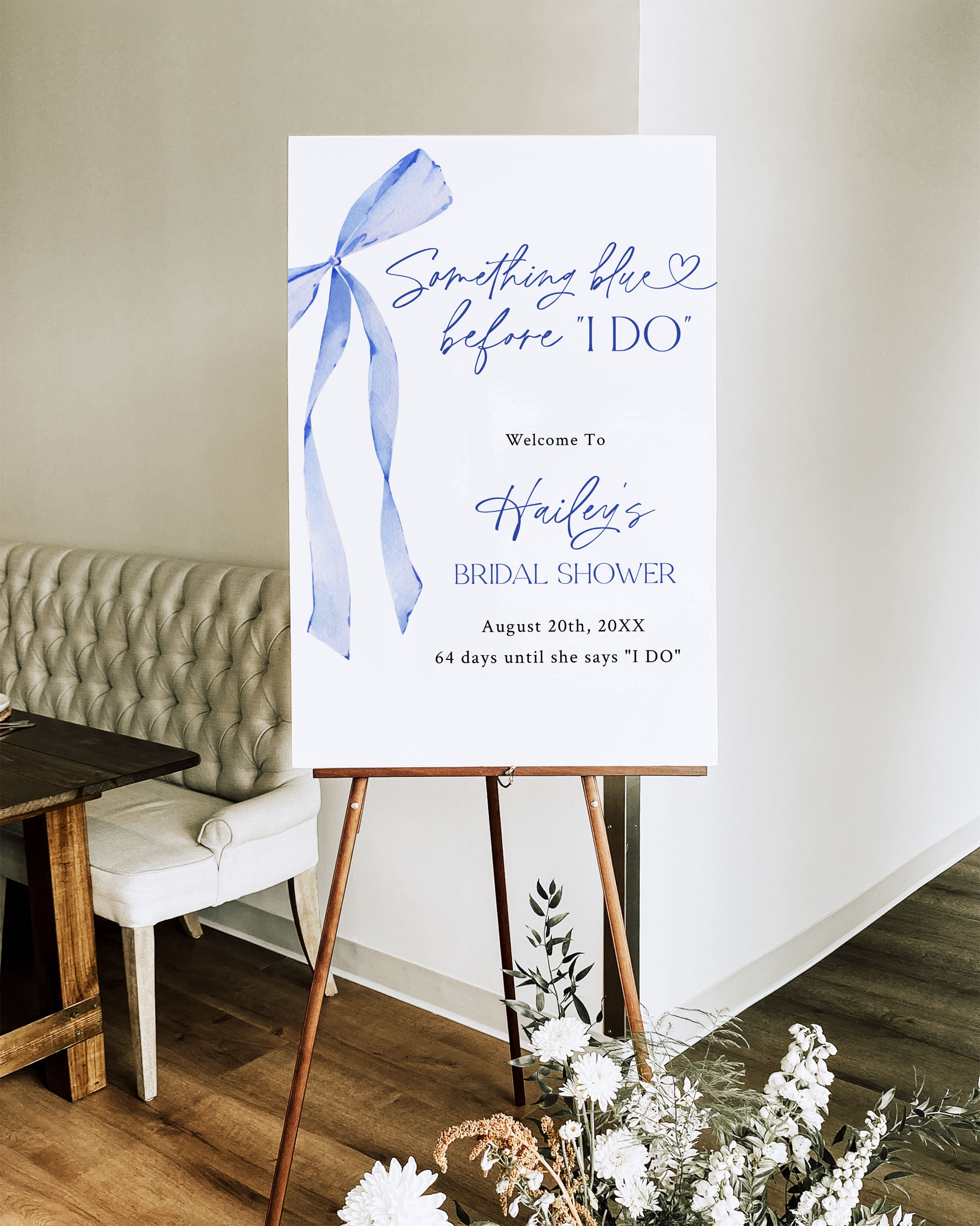 Something Blue Before I DO Bridal Shower Welcome Sign, Editable Blue ...