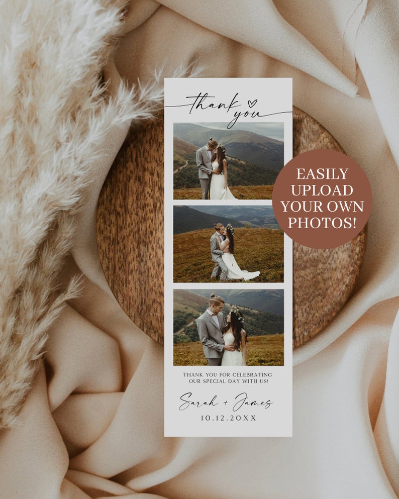 Photo Thank You Card Template Photo Booth Strip Thank You Card Thank ...