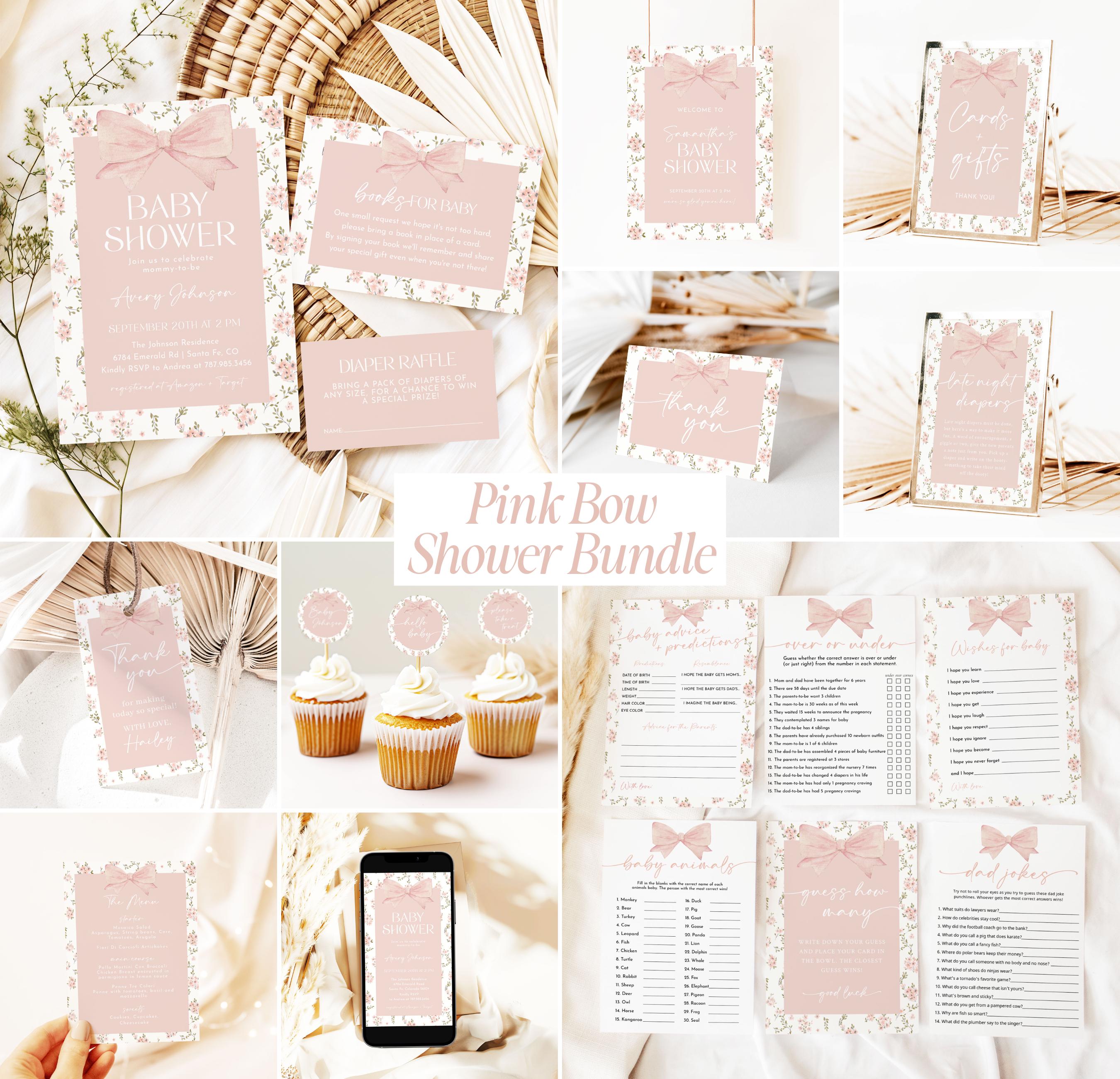 DIY Editable Coquette Shabby Chic Baby Shower Invitation Bundle ...