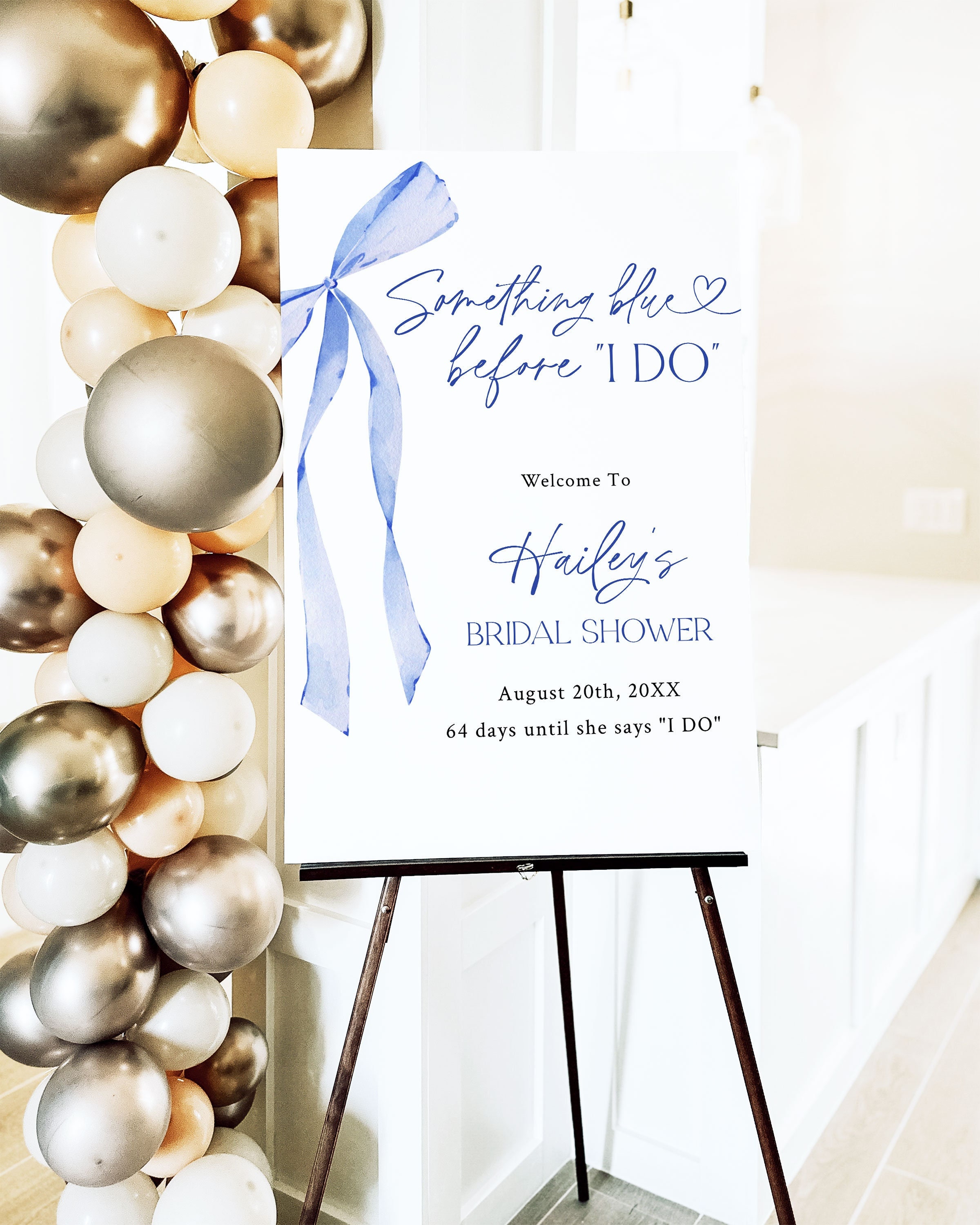 Something Blue Before I DO Bridal Shower Welcome Sign, Editable Blue ...