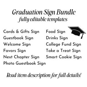 Graduation Party Sign Bundle, Editable Grad Party Templates, Printable ...