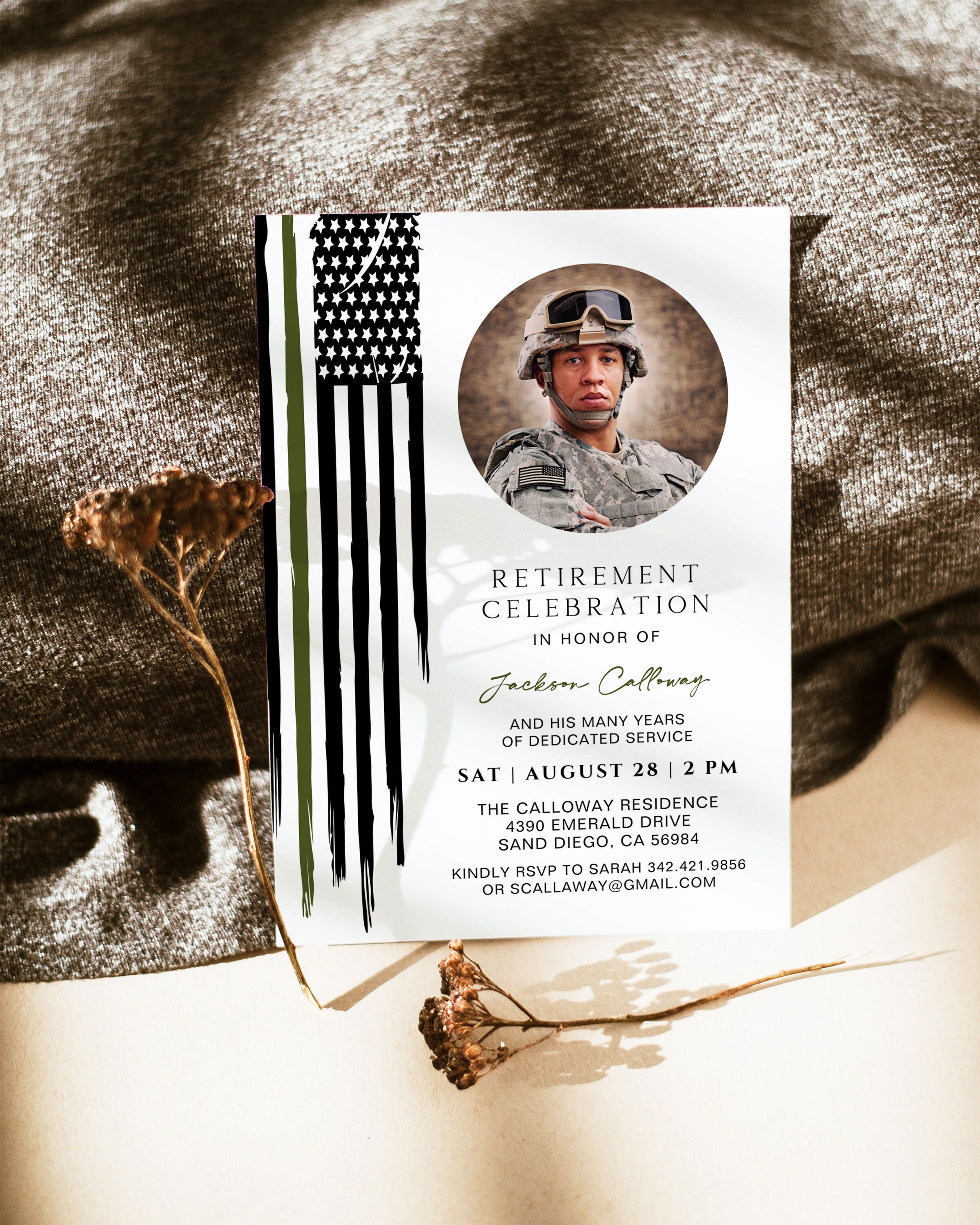 Military Retirement Party Invitation Template, Fully Editable Thin ...