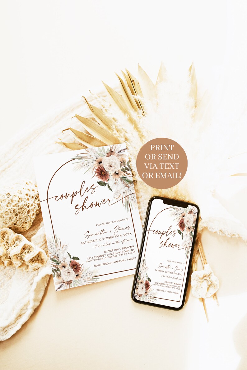 Boho Engagement Party Invite, Boho Rustic Couples Shower Invite, Fall ...