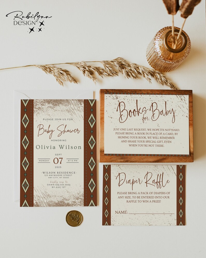 Aztec Western Baby Shower Invitation Terracotta Aztec - Etsy