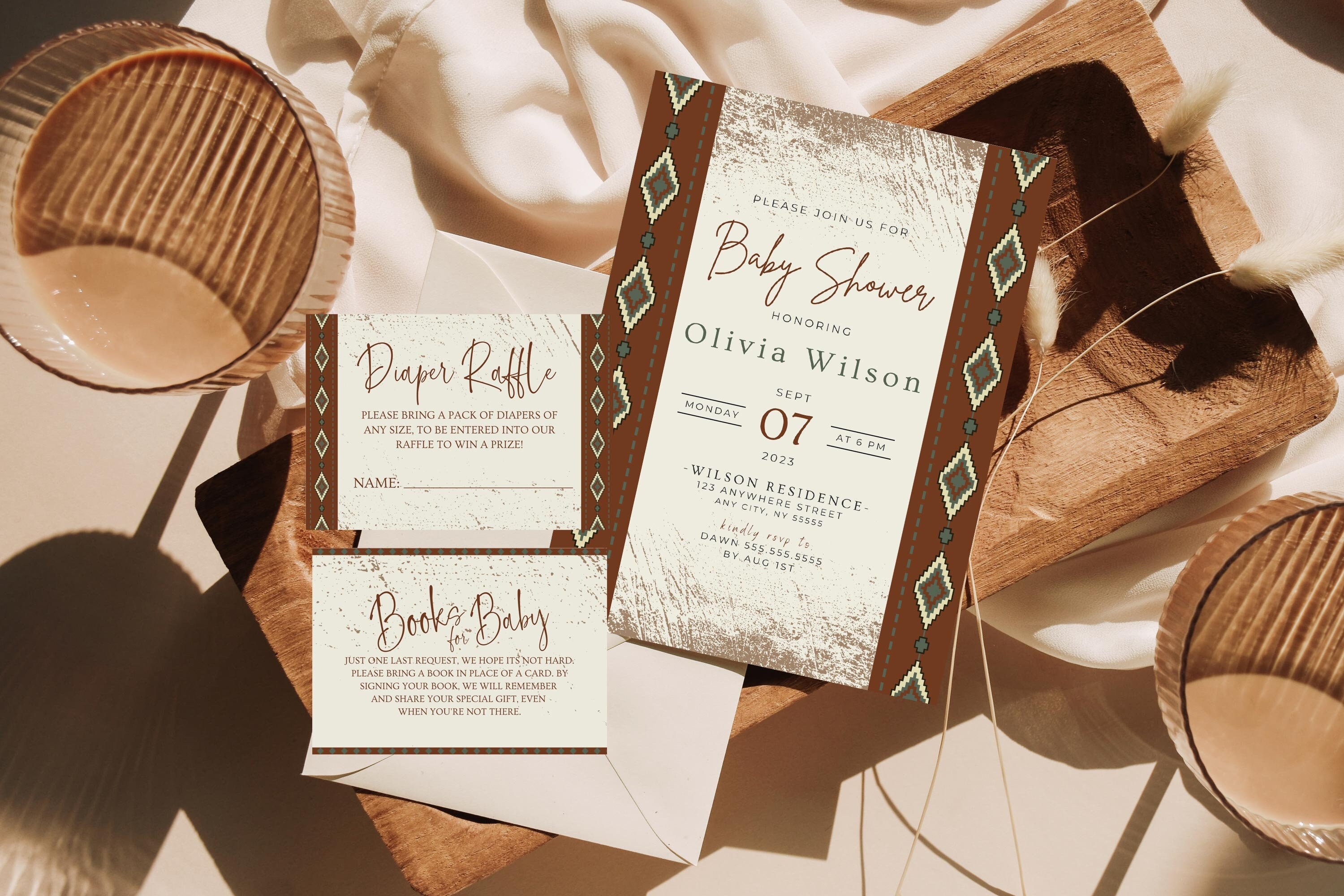 Aztec Western Baby Shower Invitation Terracotta Aztec - Etsy