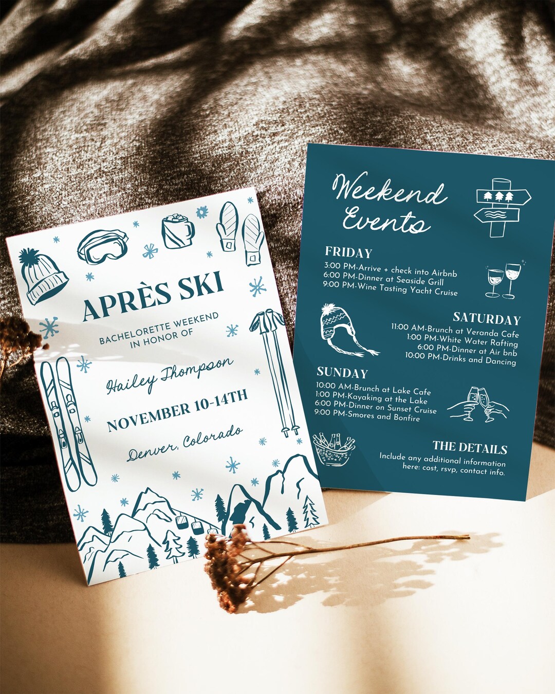 Après Ski Bachelorette Weekend Invitation Itinerary Template, DIY ...