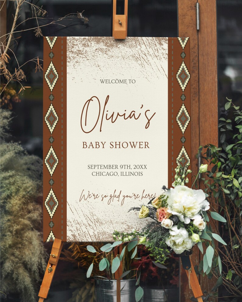 Southwestern Baby Shower Welcome Sign, Rustic Western Baby Shower Sign ...