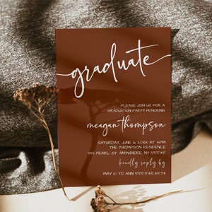 Rustic Terracotta Graduation Party Invitation, DIY Printable Boho ...