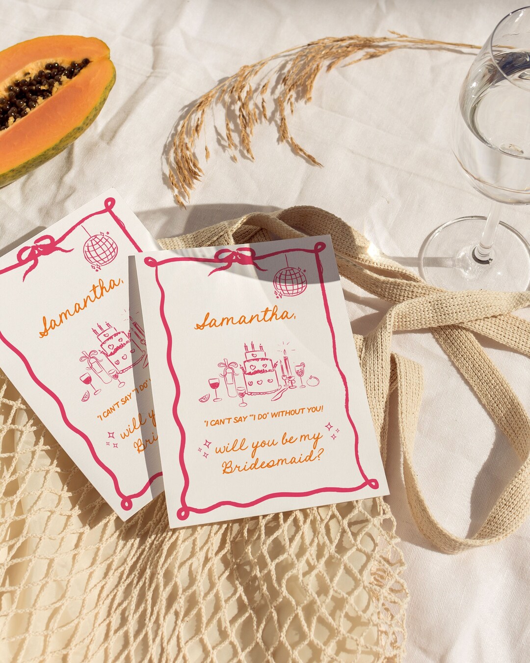 Bridesmaid Proposal Card Template, Hand Drawn Doodle Will You Be My ...