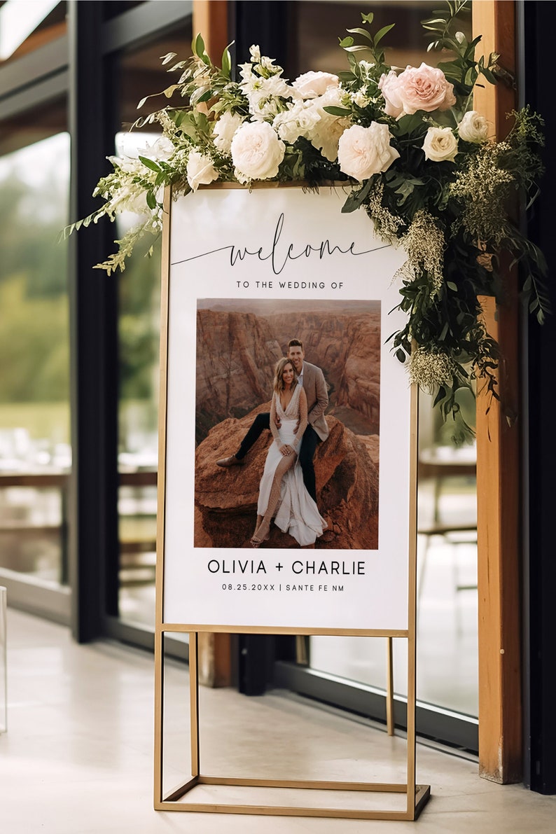 Photo Wedding Welcome Sign, Minimalist Wedding Welcome Sign, Modern ...
