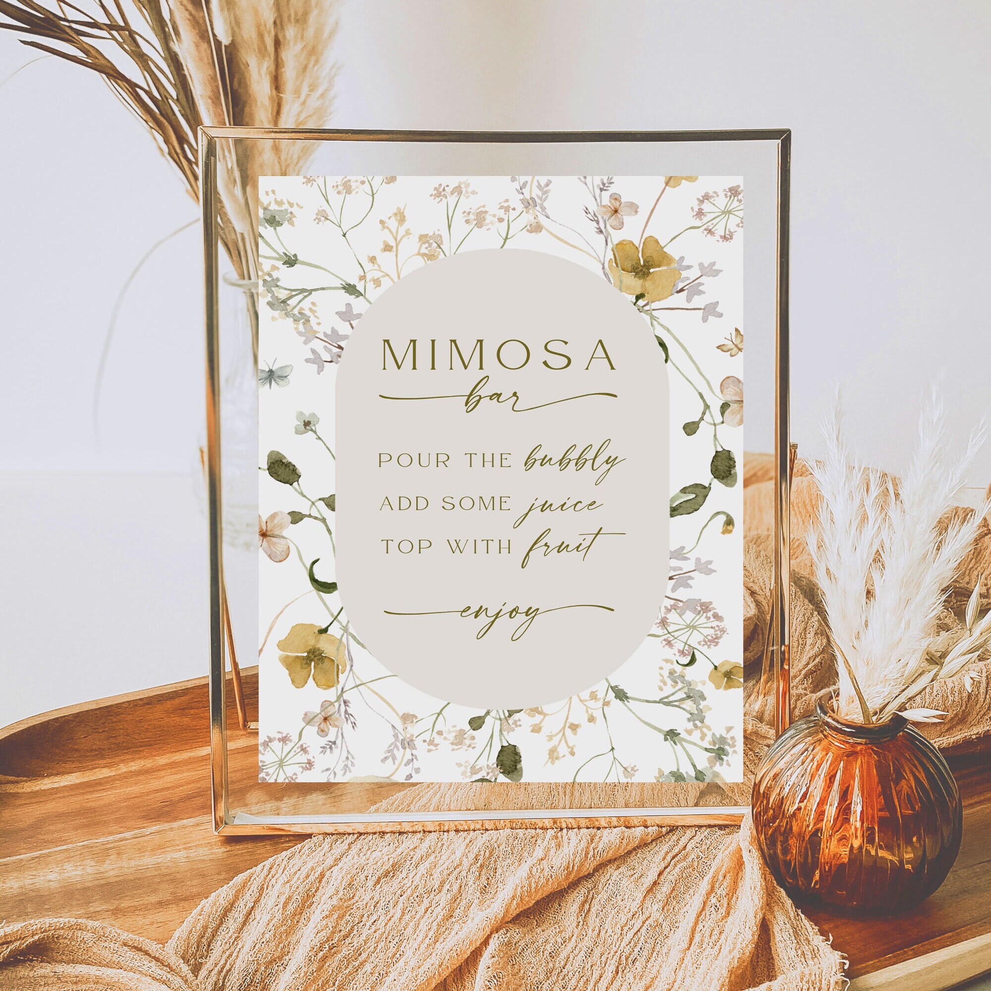 Mimosa Bar Bridal Shower Sign Wildflower Bridal Shower Mimosa Sign ...