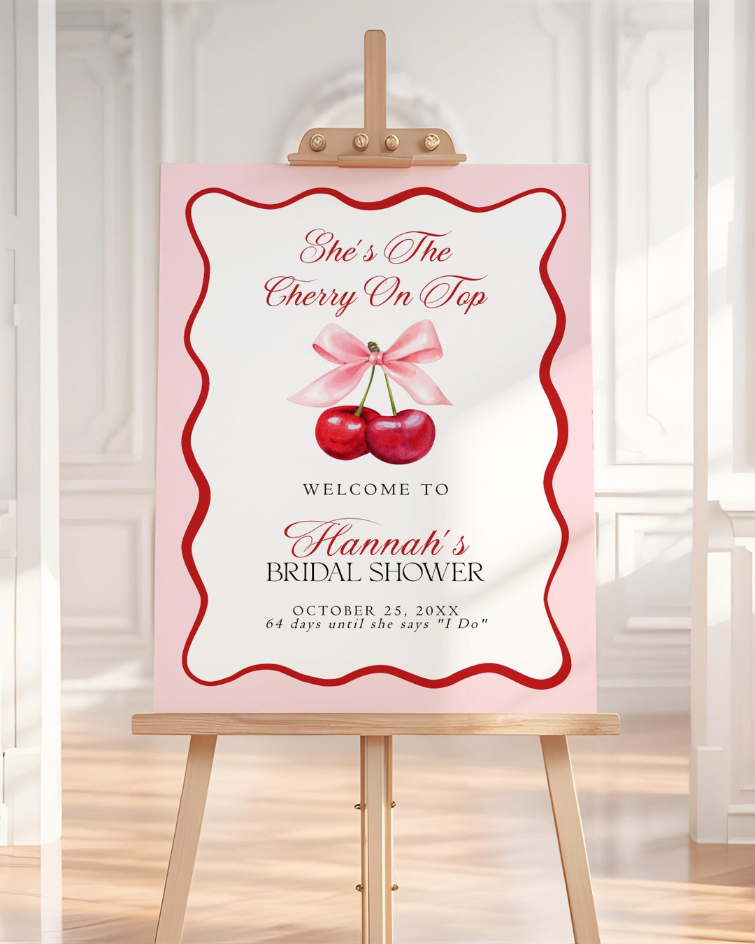 Cherry on Top Bridal Shower Welcome Sign, Cherry Sweet Wedding Shower ...