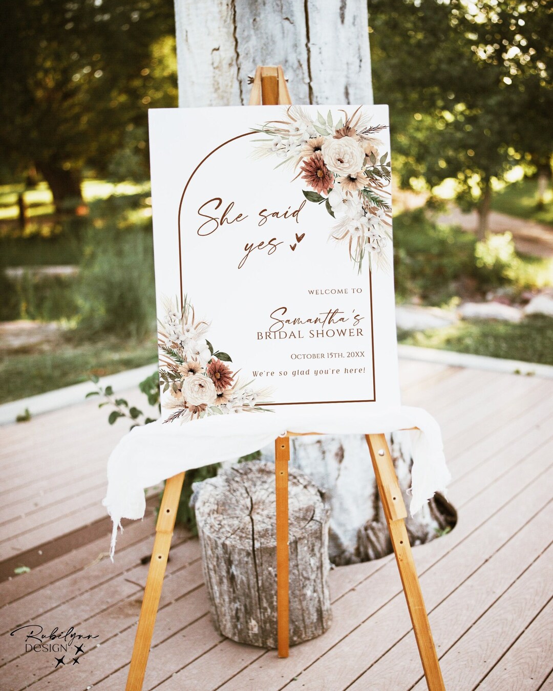 Boho Bridal Shower Welcome Sign, Rustic Floral Bridal Shower Welcome ...