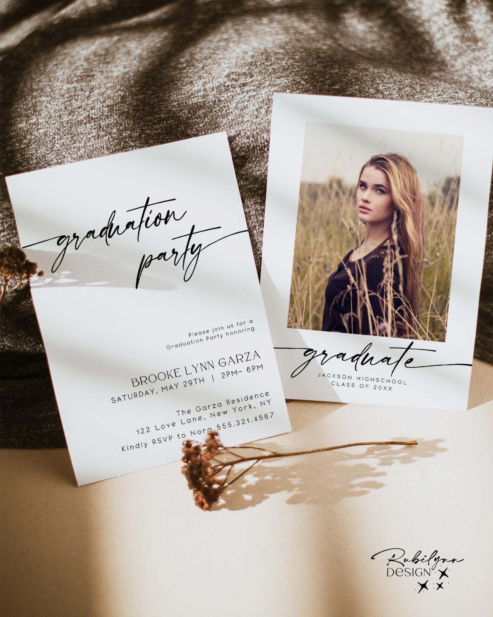 Graduation Party Invitation Template, Modern Graduation Announcement ...