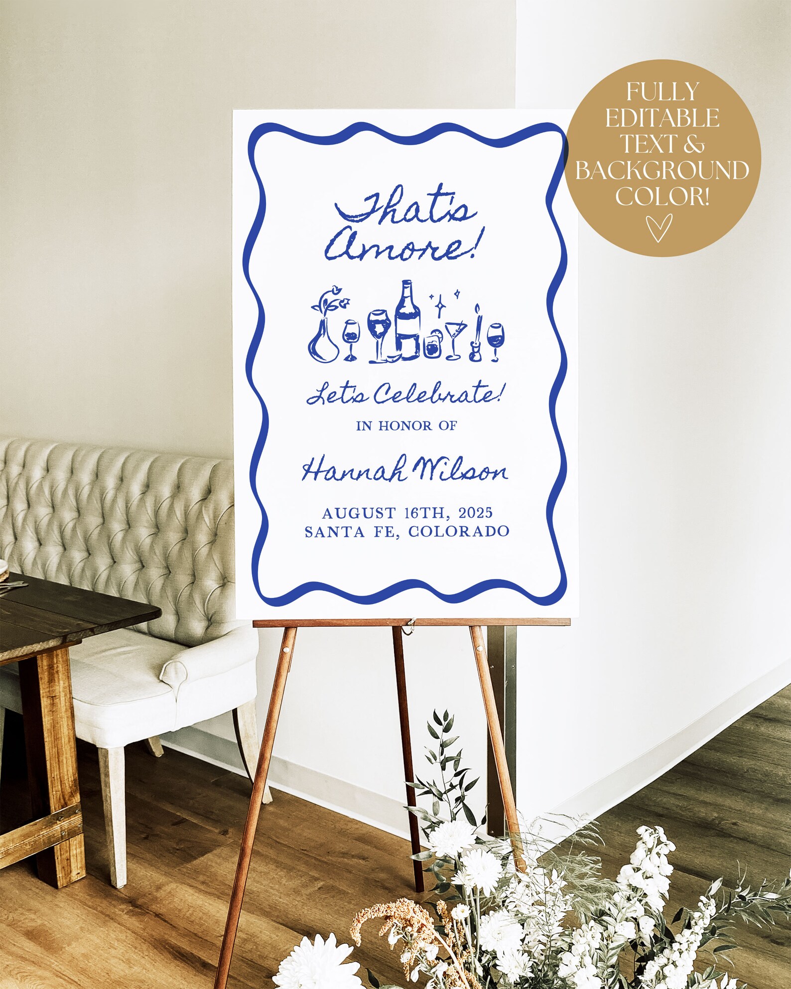 Thats Amore Party Welcome Sign Template, Hand Drawn French Style ...