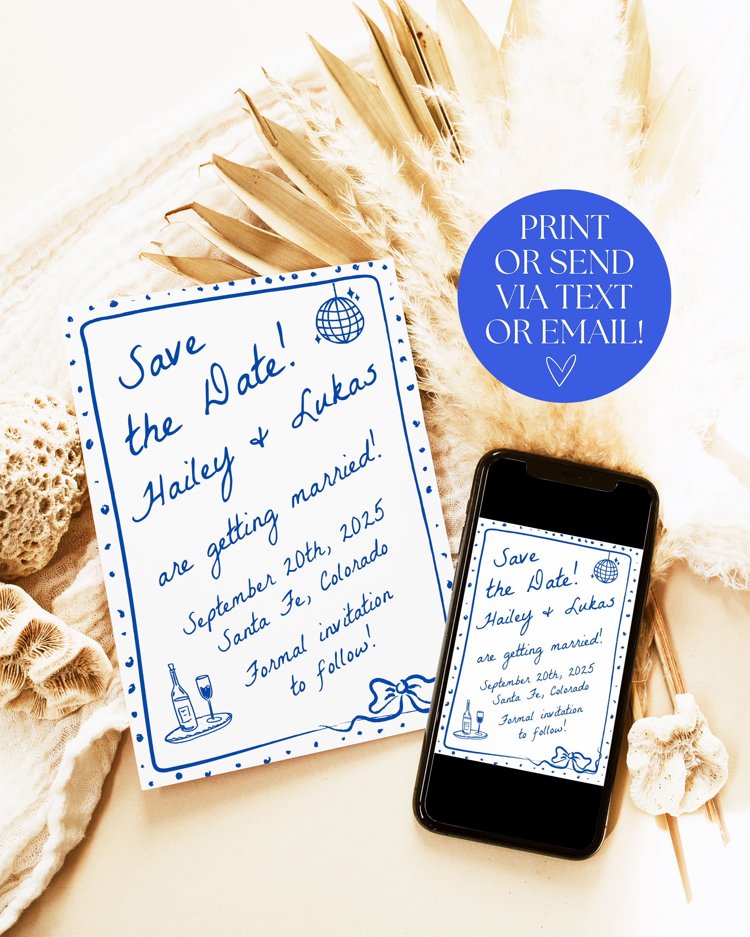 Save The Date Template Hand Drawn Parisian French Inspired Invitation