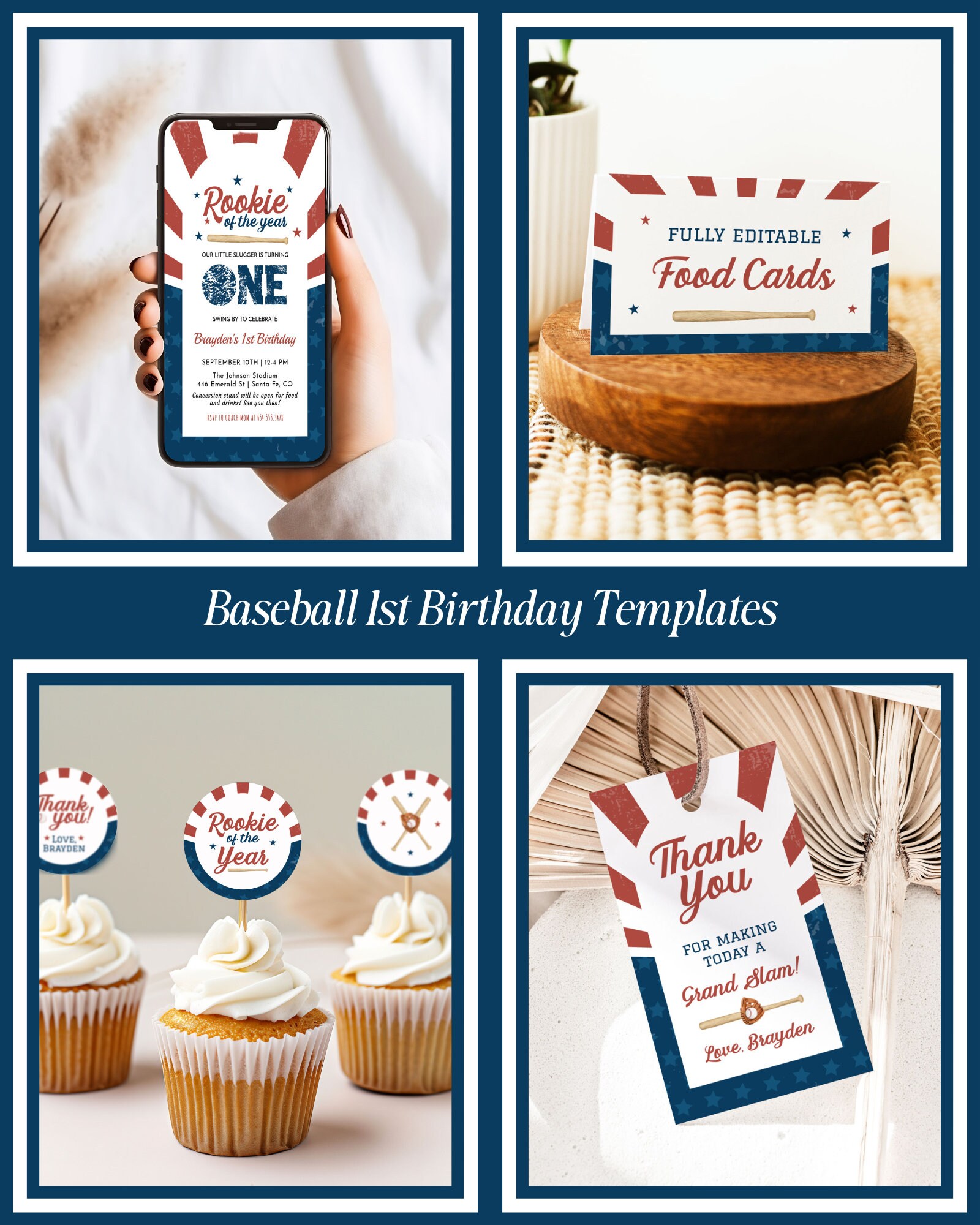 Rookie of the Year First Birthday Bundle, Baseball 1st Birthday ...