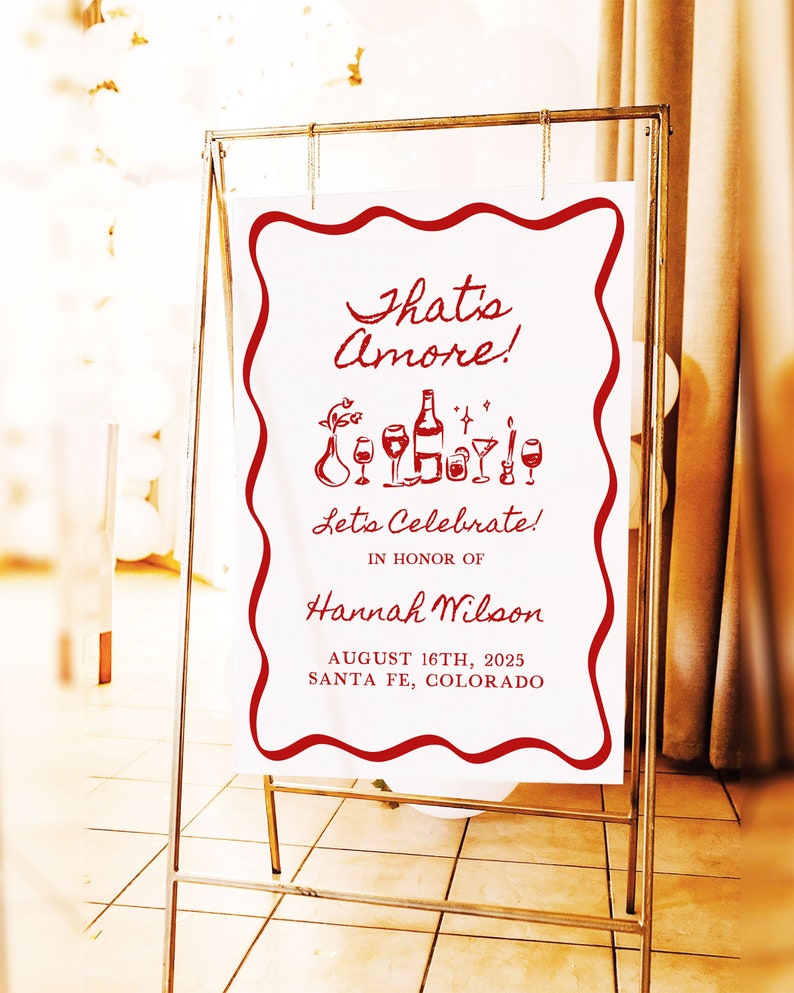 Thats Amore Party Welcome Sign Template, Hand Drawn French Style ...