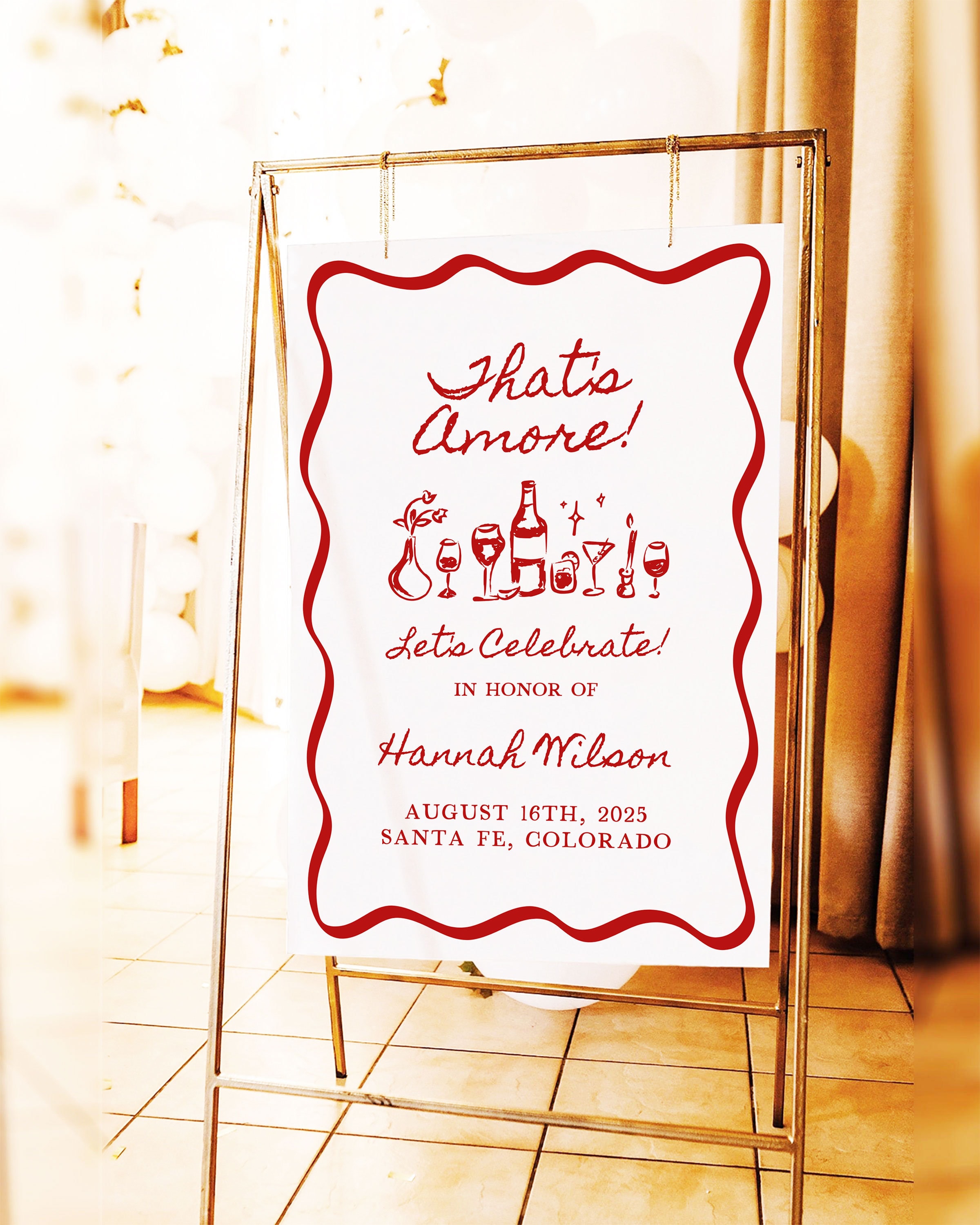 Thats Amore Party Welcome Sign Template, Hand Drawn French Style ...