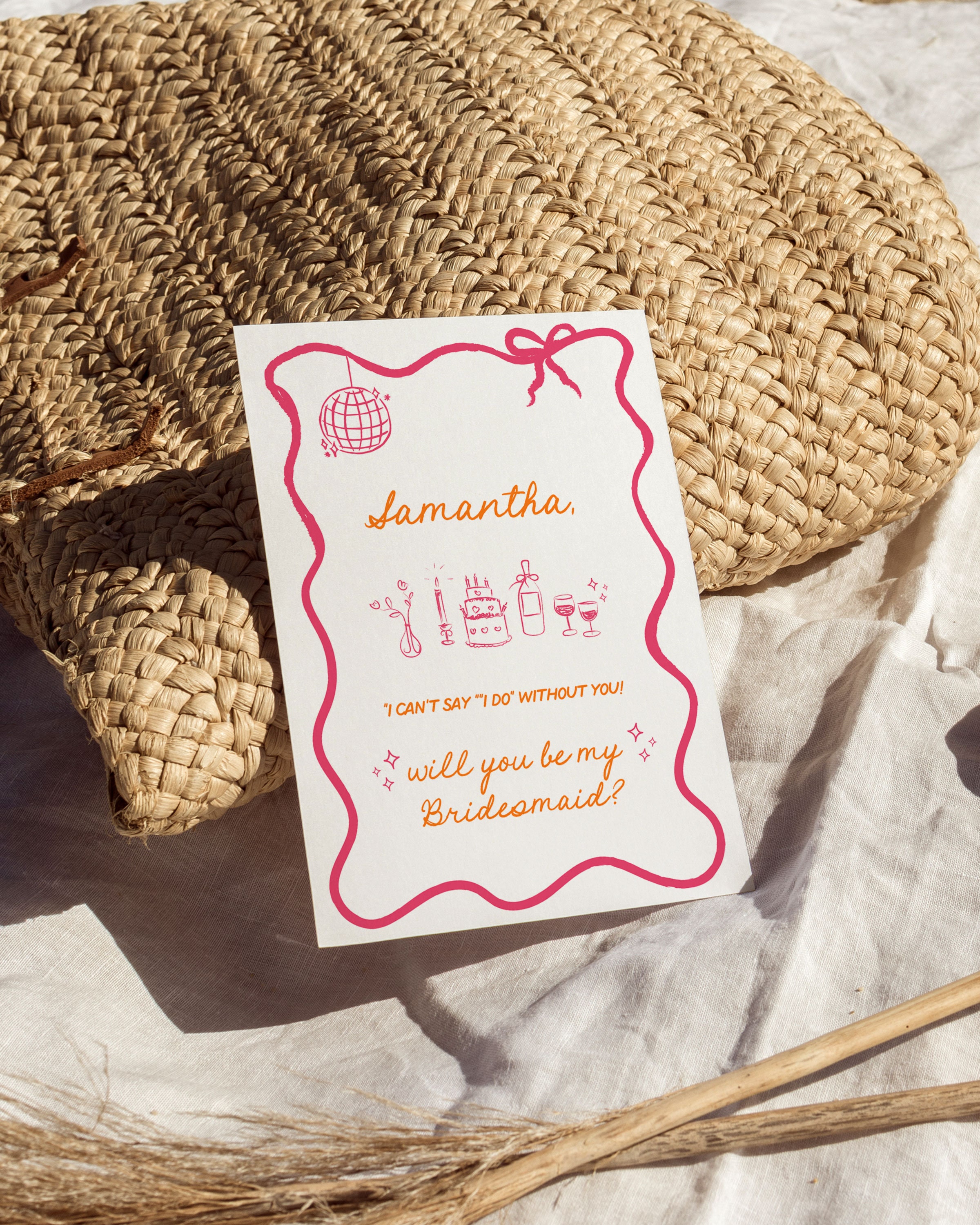 Bridesmaid Proposal Card Template, Hand Drawn Doodle Will You Be My ...