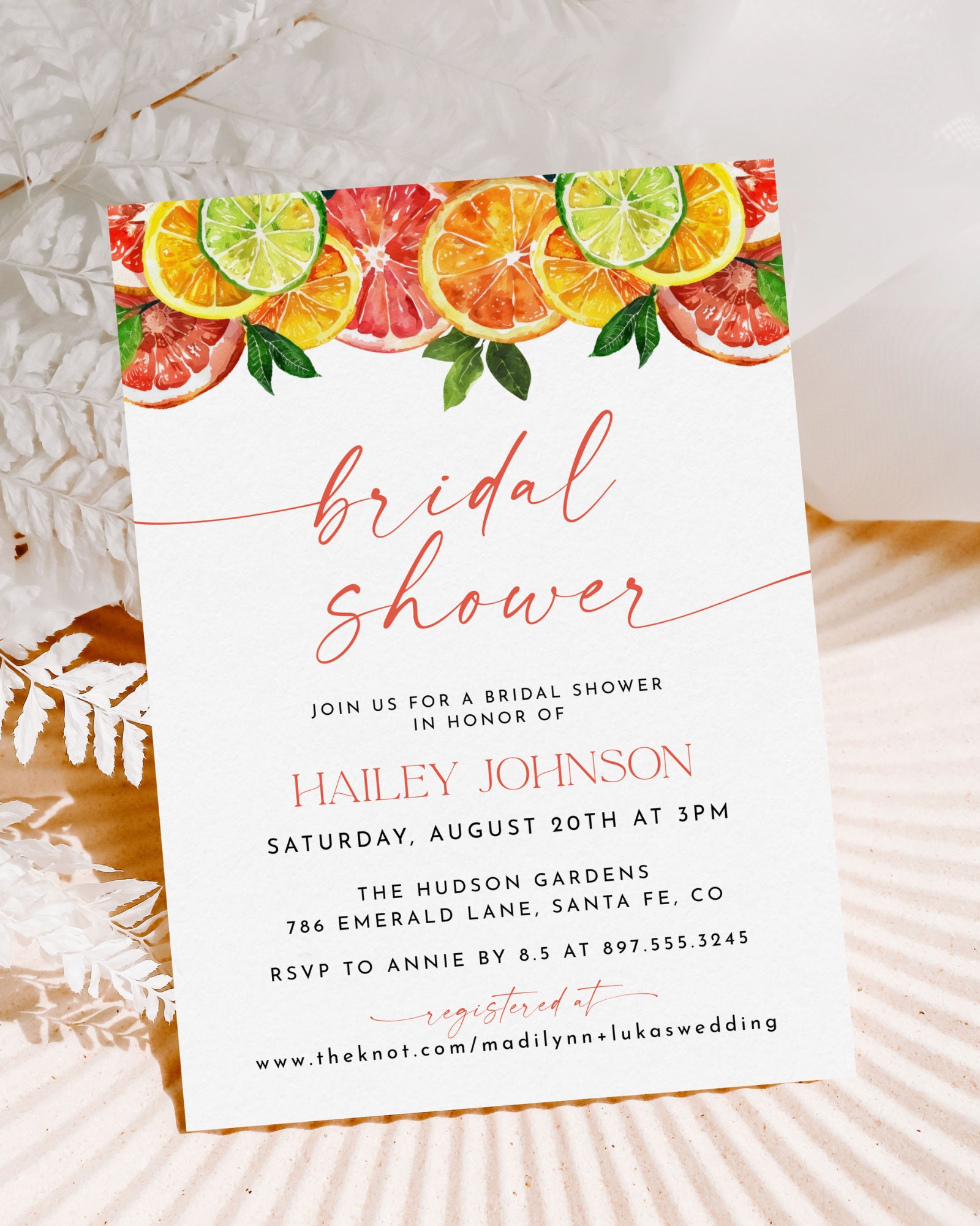 Citrus Bridal Shower Invitation Bundle, DIY Editable Main Squeeze ...