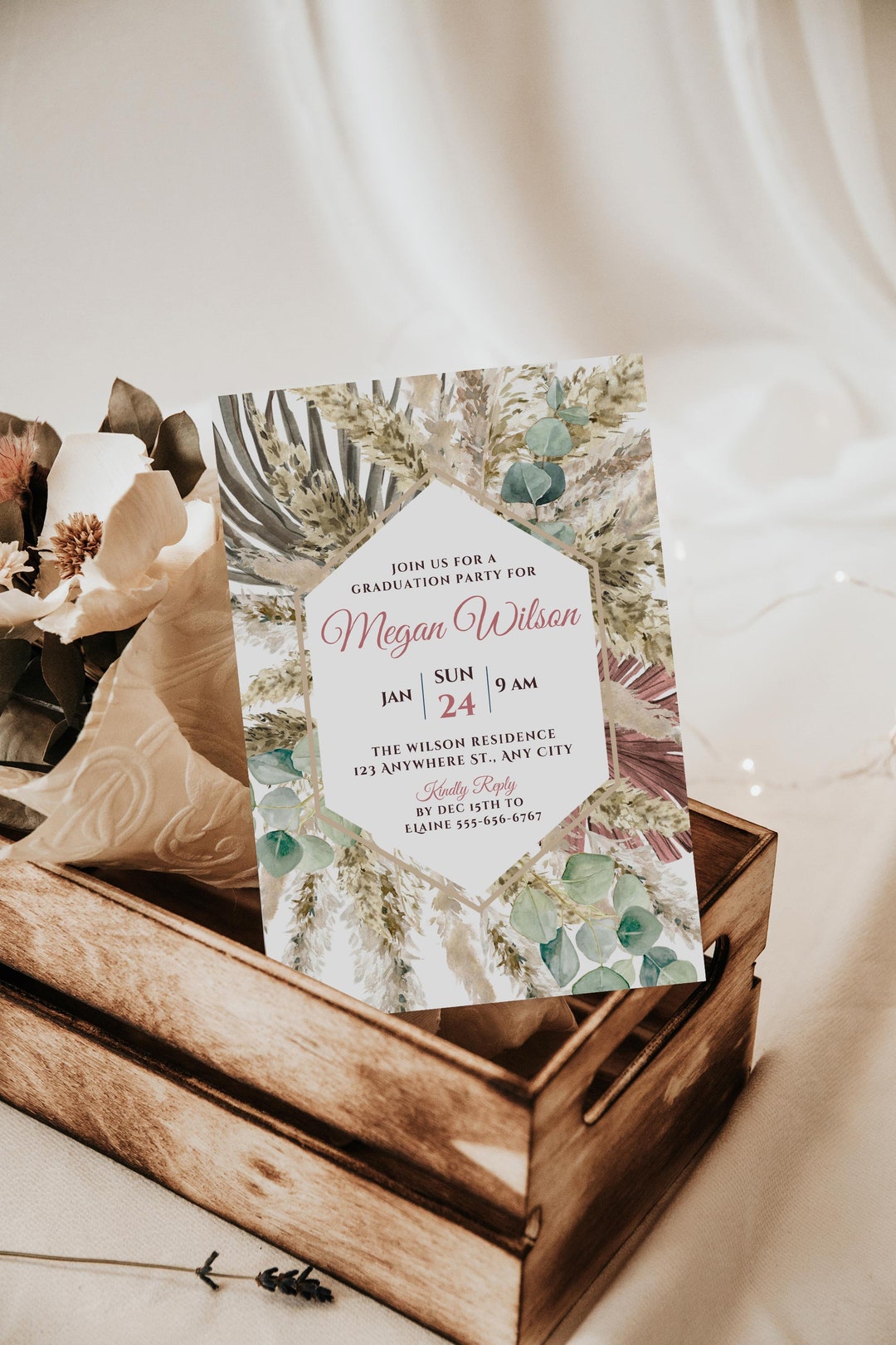 Boho Graduation Party Invitation Rustic Graduation - Etsy