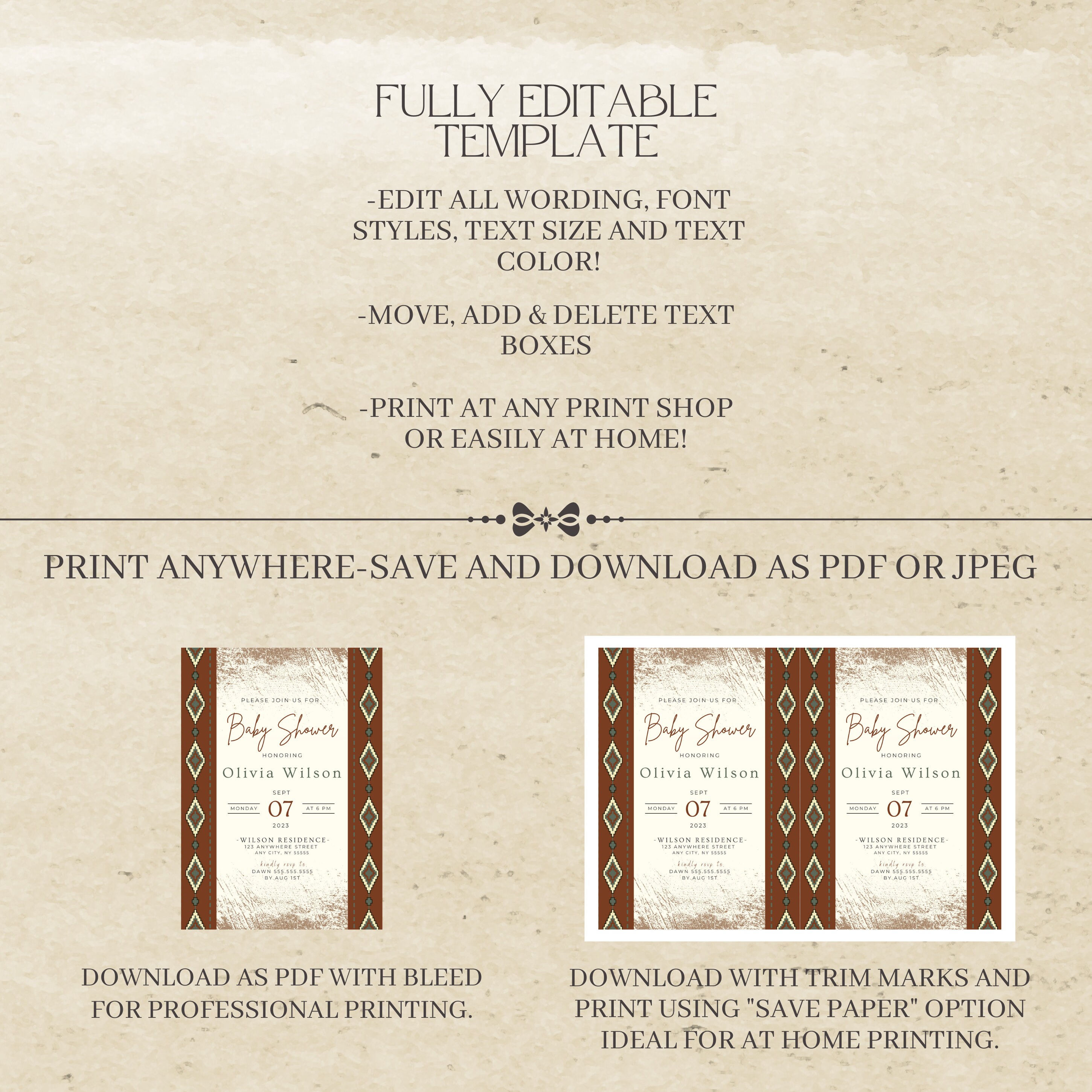 Aztec Western Baby Shower Invitation Terracotta Aztec - Etsy