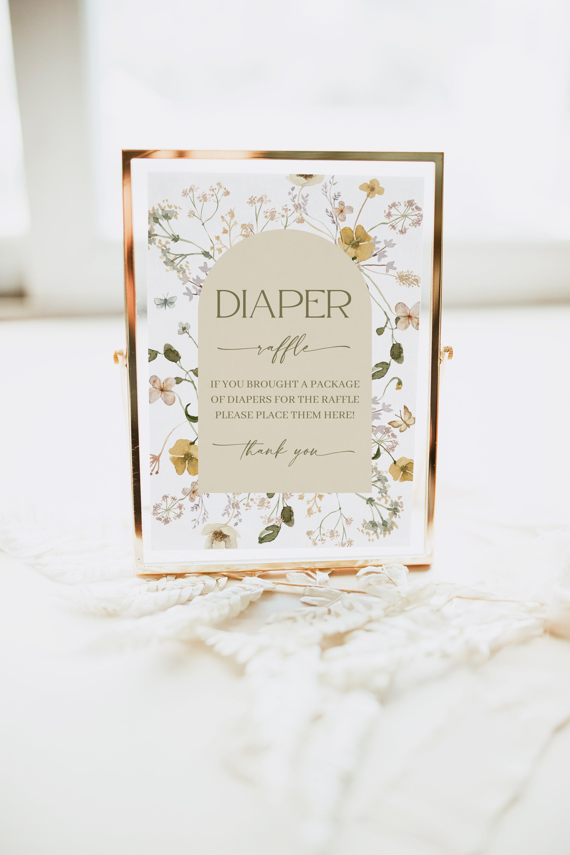 Wildflower Baby Shower Diaper Raffle Sign and Raffle Tickets, Diaper ...