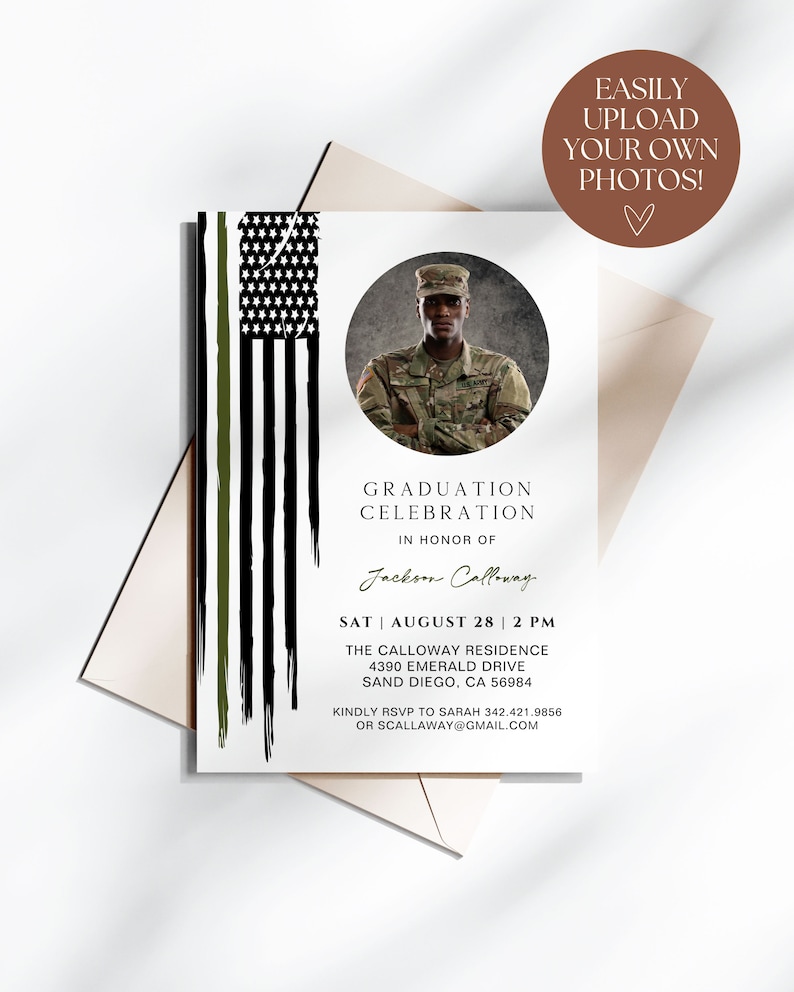Basic Training Military Graduation Invitation Template, Thin Green Line ...