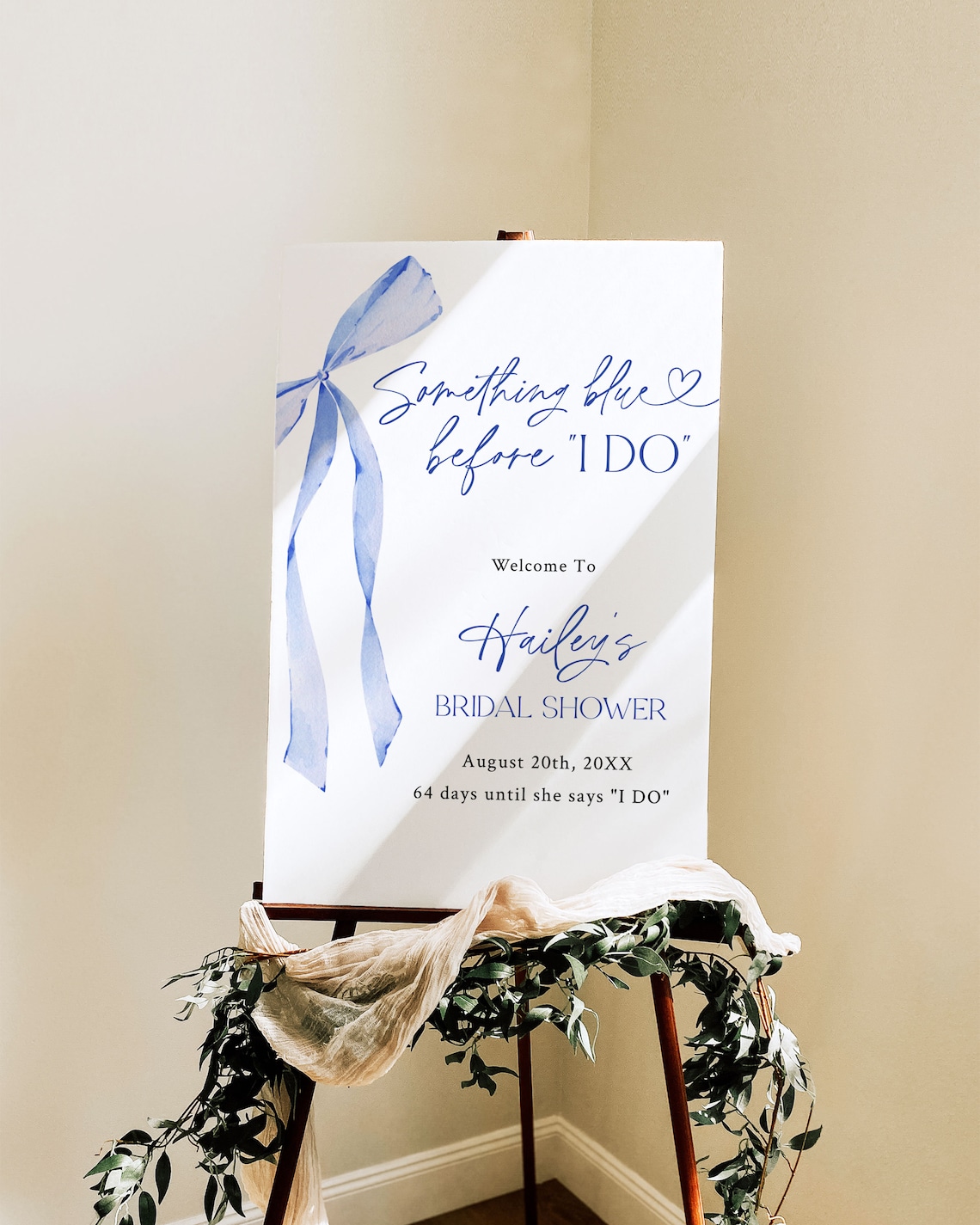 Something Blue Before I DO Bridal Shower Welcome Sign, Editable Blue ...