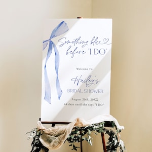 Something Blue Before I DO Bridal Shower Welcome Sign Editable Blue Bow ...