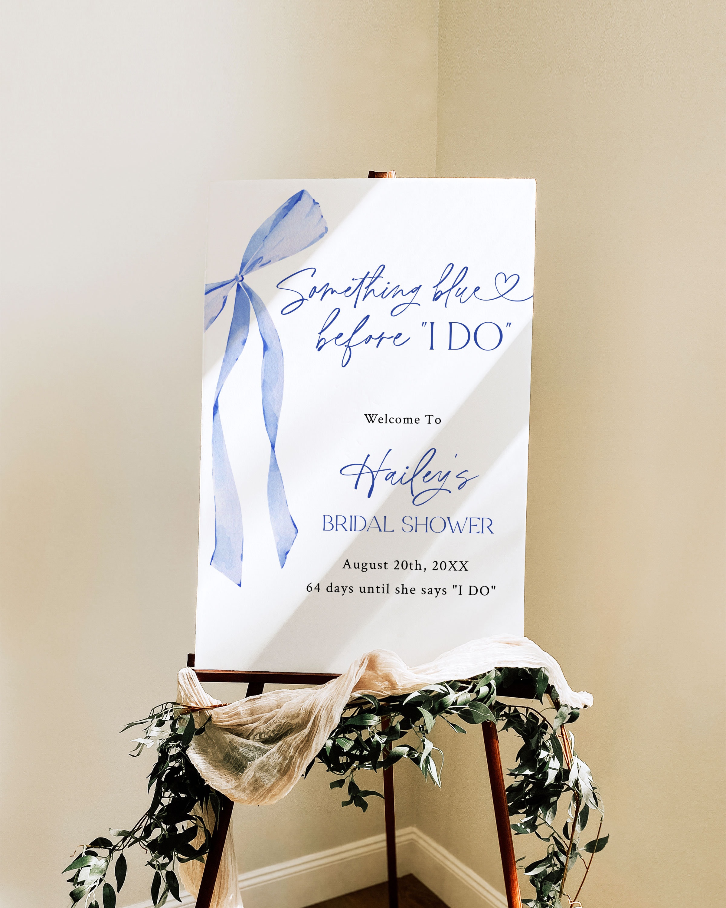 Something Blue Before I DO Bridal Shower Welcome Sign, Editable Blue ...