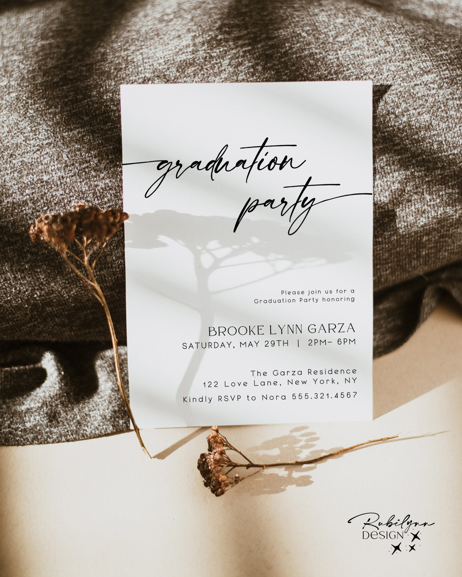 Graduation Party Invitation Template, Modern Graduation Announcement ...